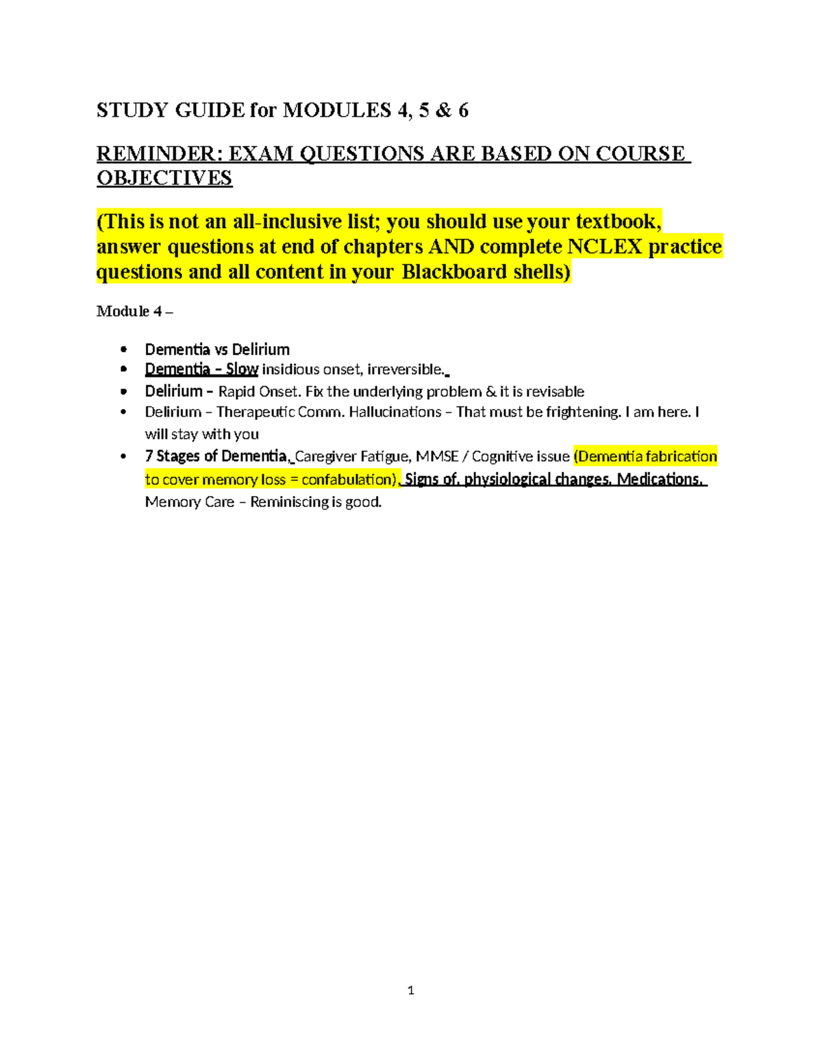 KEY Points for Modules 4, 5, 6 - Exam Study Guide - Studocu