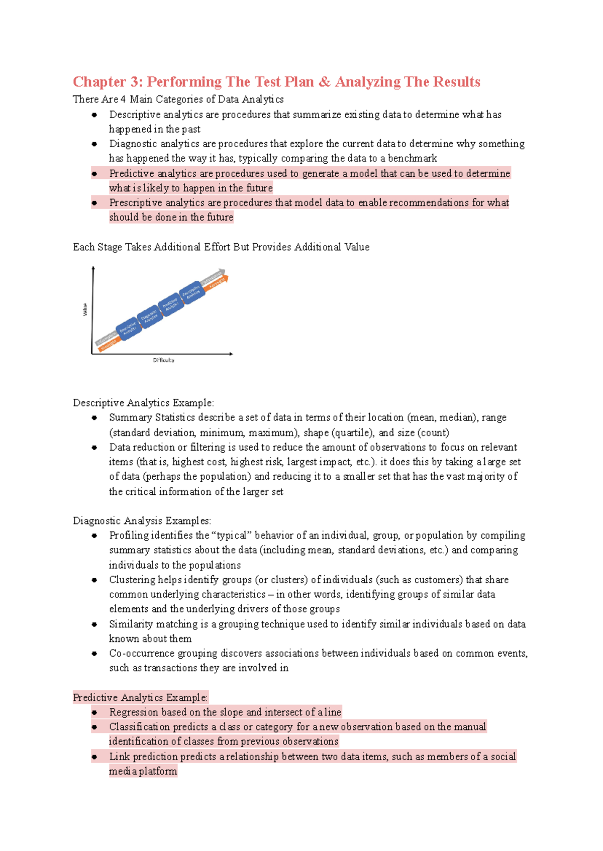 Data Analytics - Chapter 3: Test Planning & Result Analysis - Studocu