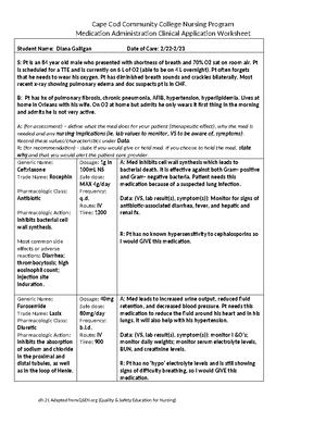Concept Map- Week 3 - For MED/SURG clinical - Concept Map Student name ...