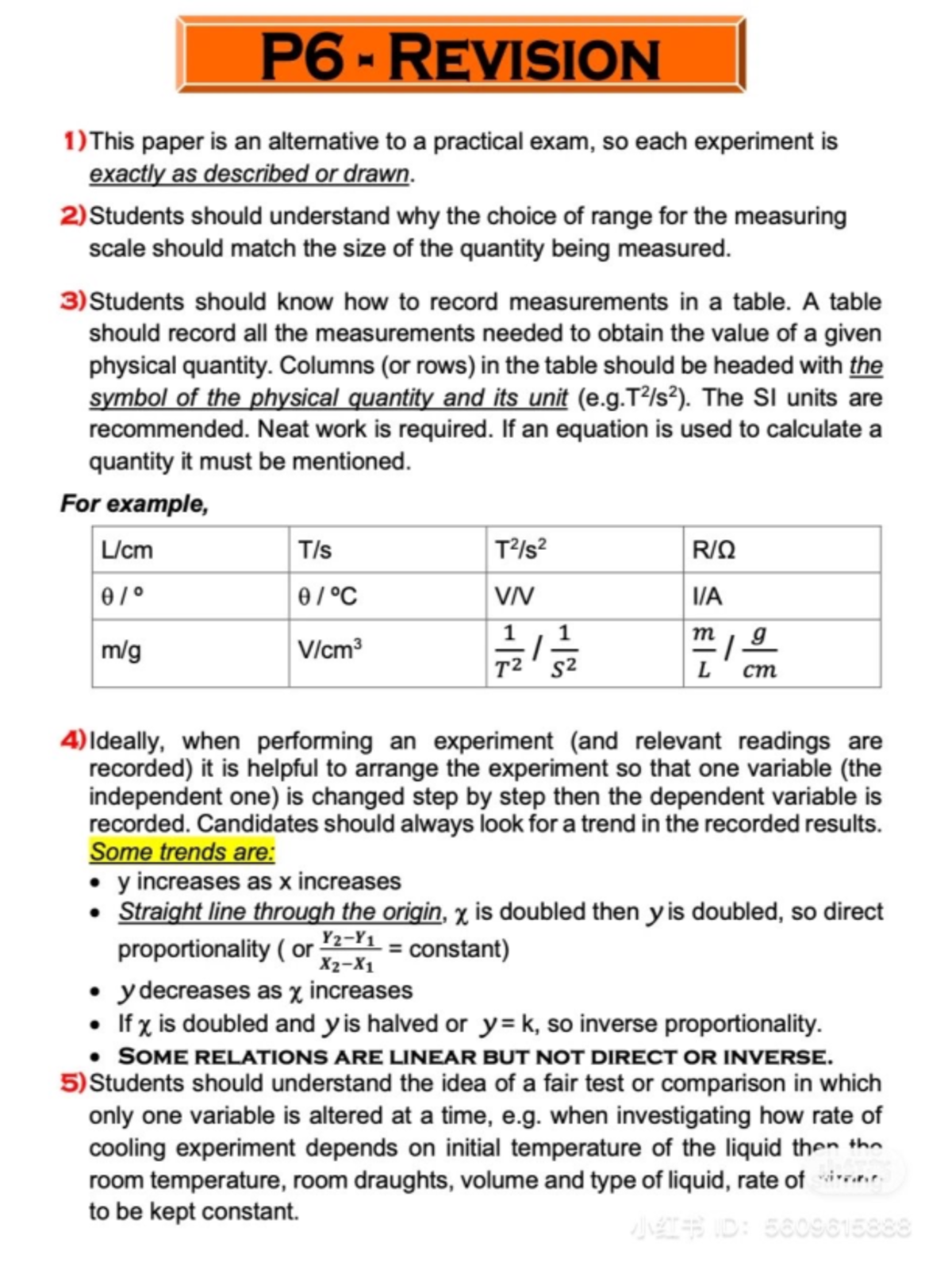 IGCSE Physics Paper 6: Comprehensive Revision Notes - Studocu