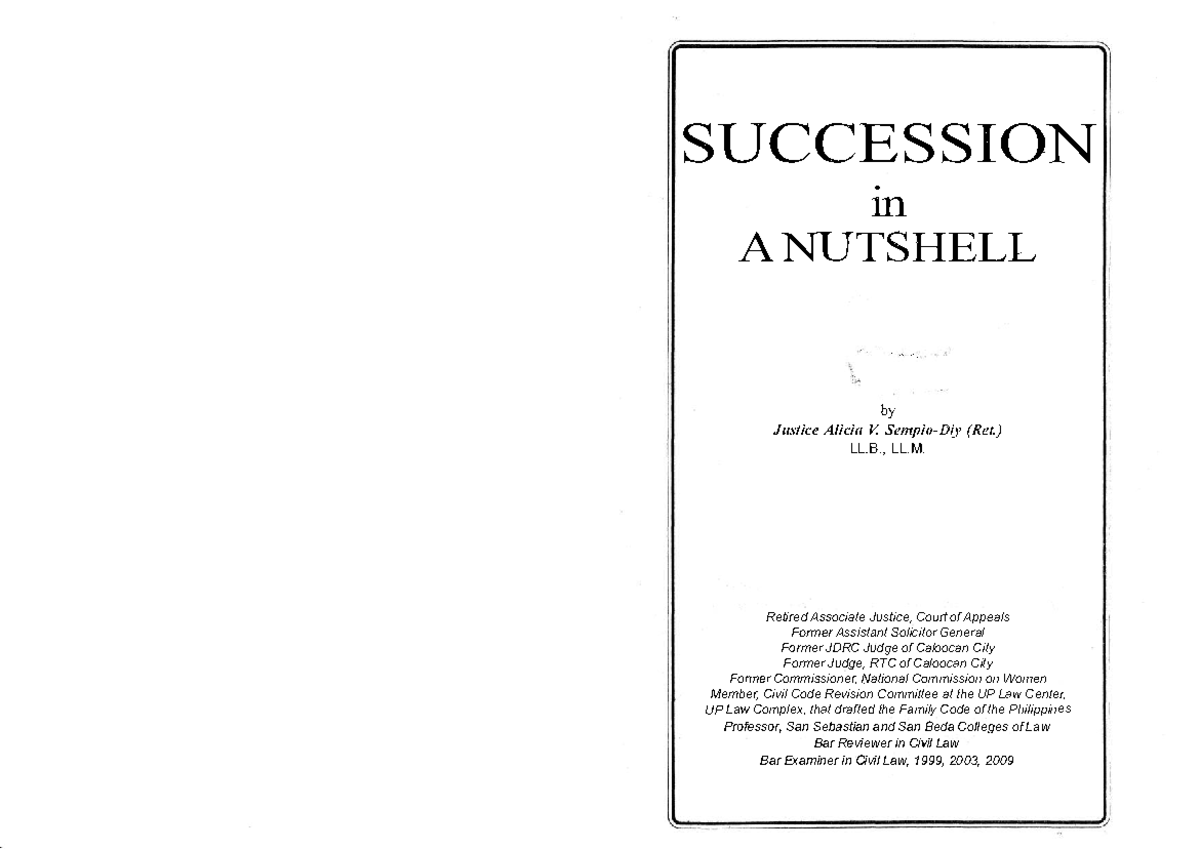 Succession in a Nutshell: Key Concepts and Legal Principles (Law 101 ...