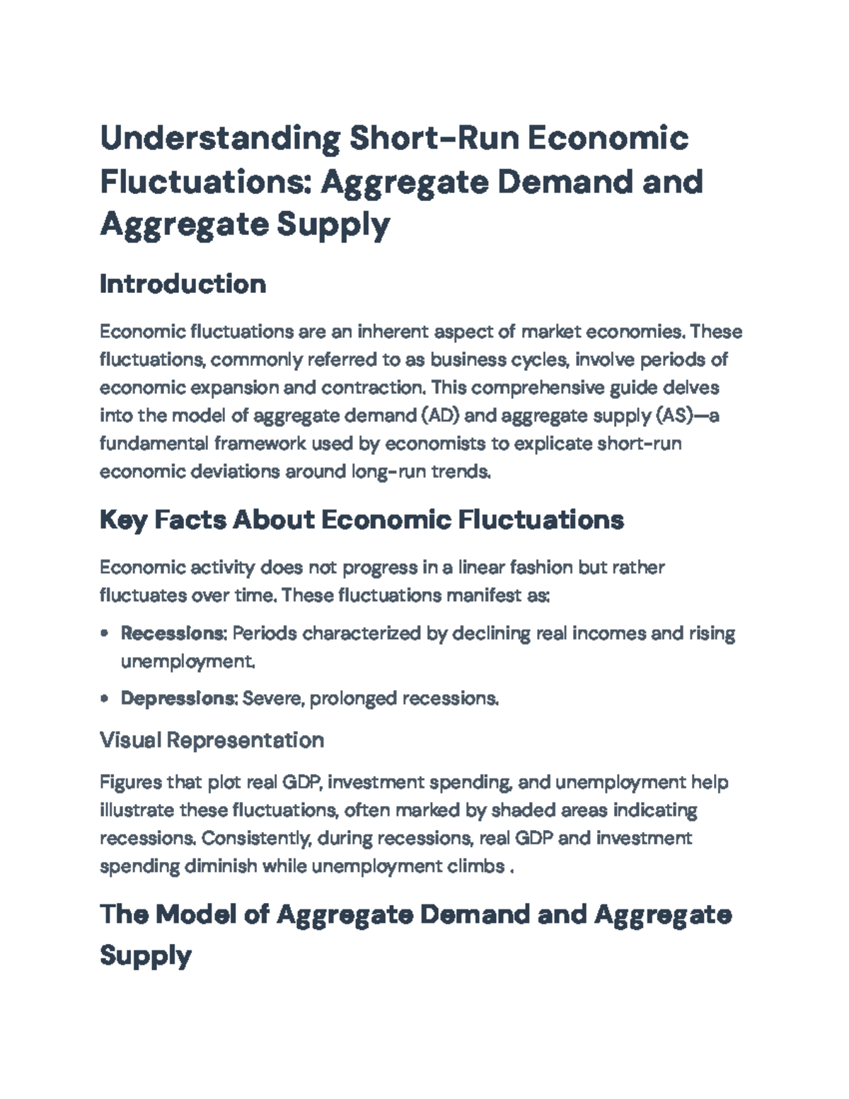 Understanding Short-Run Economic Fluctuations: AD-AS Model Analysis ...