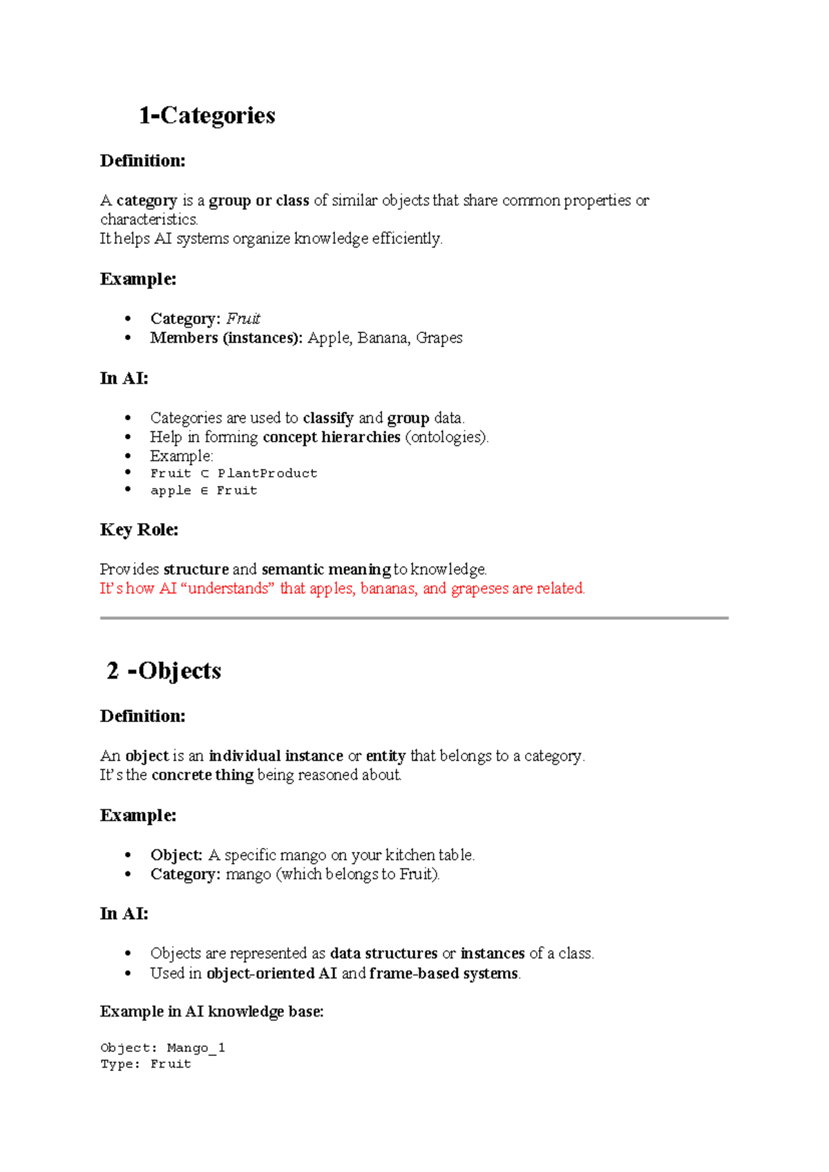 AI 101: Mental Events and Object Definitions - Study Notes - Studocu