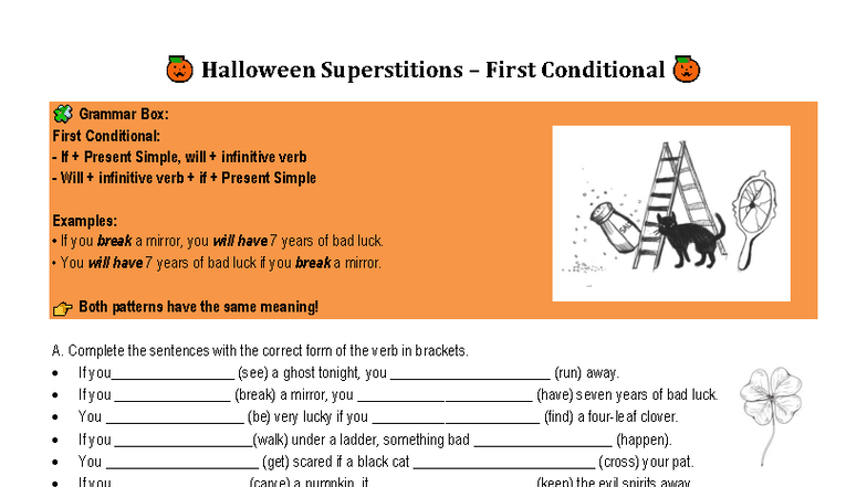 Halloween Superstitions: First Conditional Grammar Exercises - Studocu