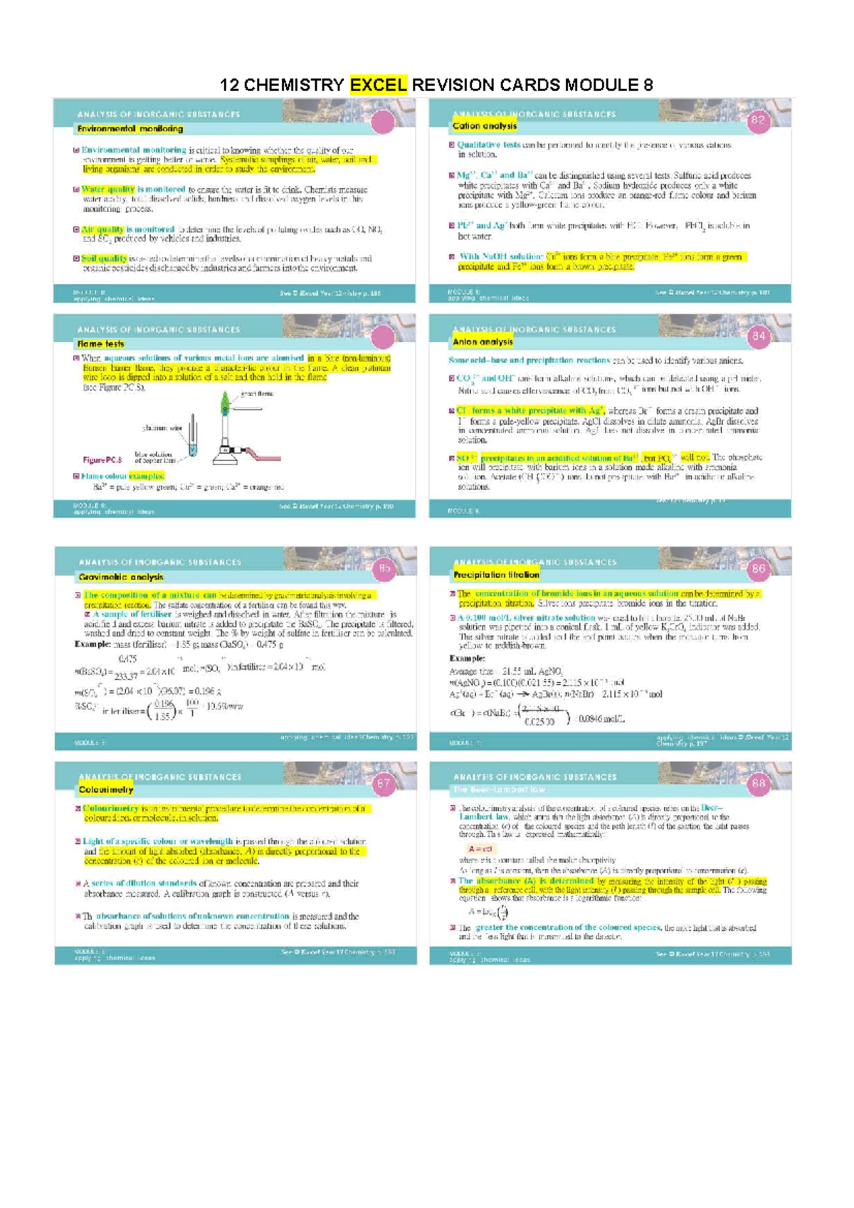 12C Chemistry Revision Cards: Module 8 - Inorganic Analysis - Studocu