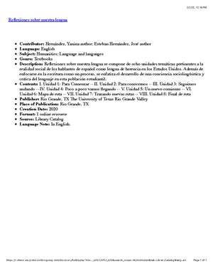 SPAN 130 Chapter 1 - Chapter 1: Importance of Spanish Spanish is the ...