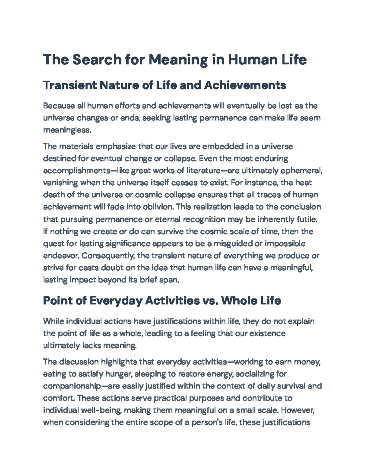Exploring the Search for Meaning in Human Life: Philosophical Insights ...