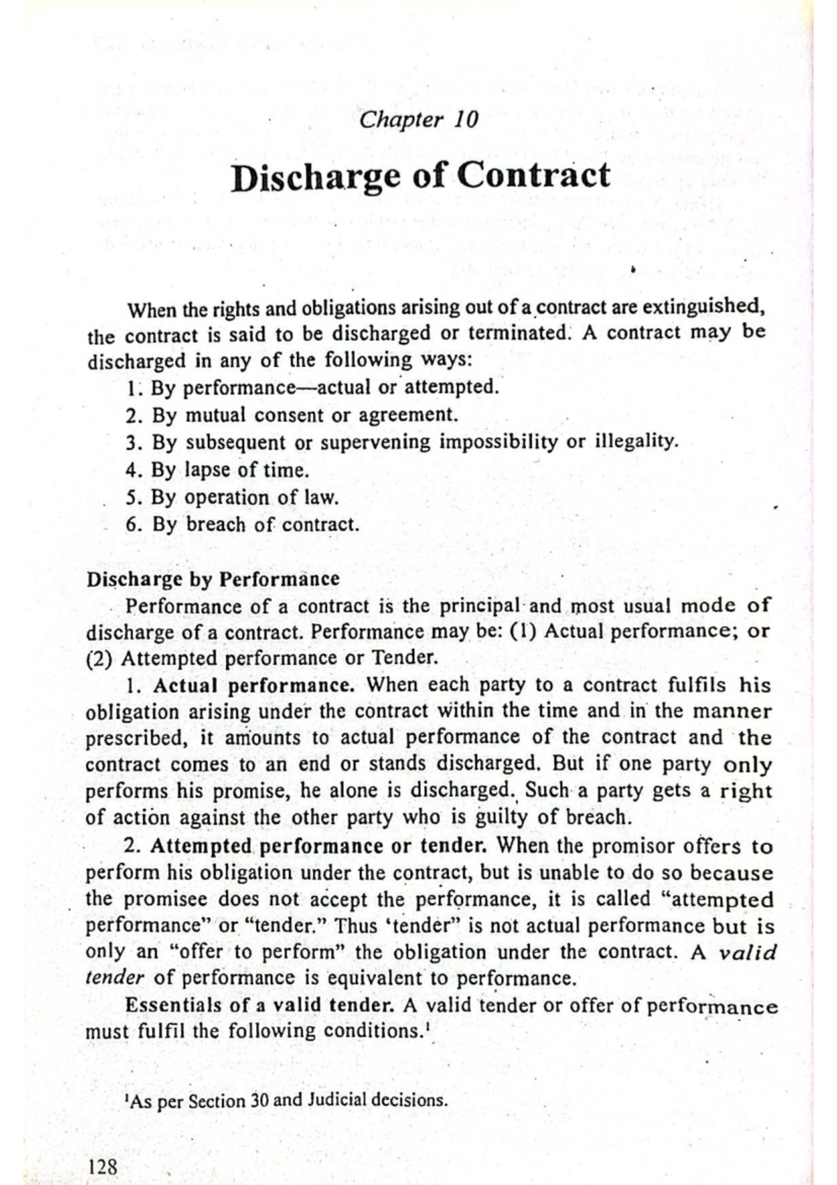 Chapter 10: Discharge of Contract - Key Concepts and Principles - Studocu