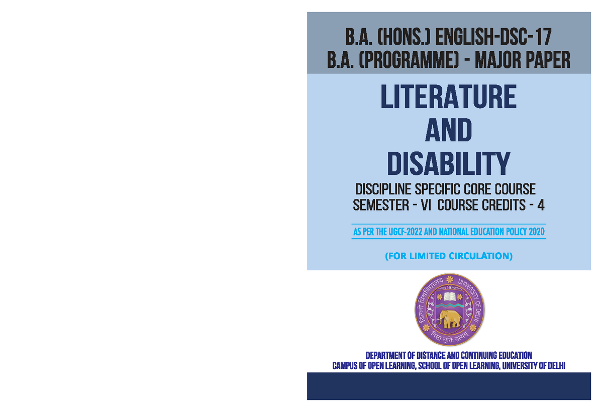 DSC17 Literature and Disability: Exploring Firdaus Kanga's "Trying to ...