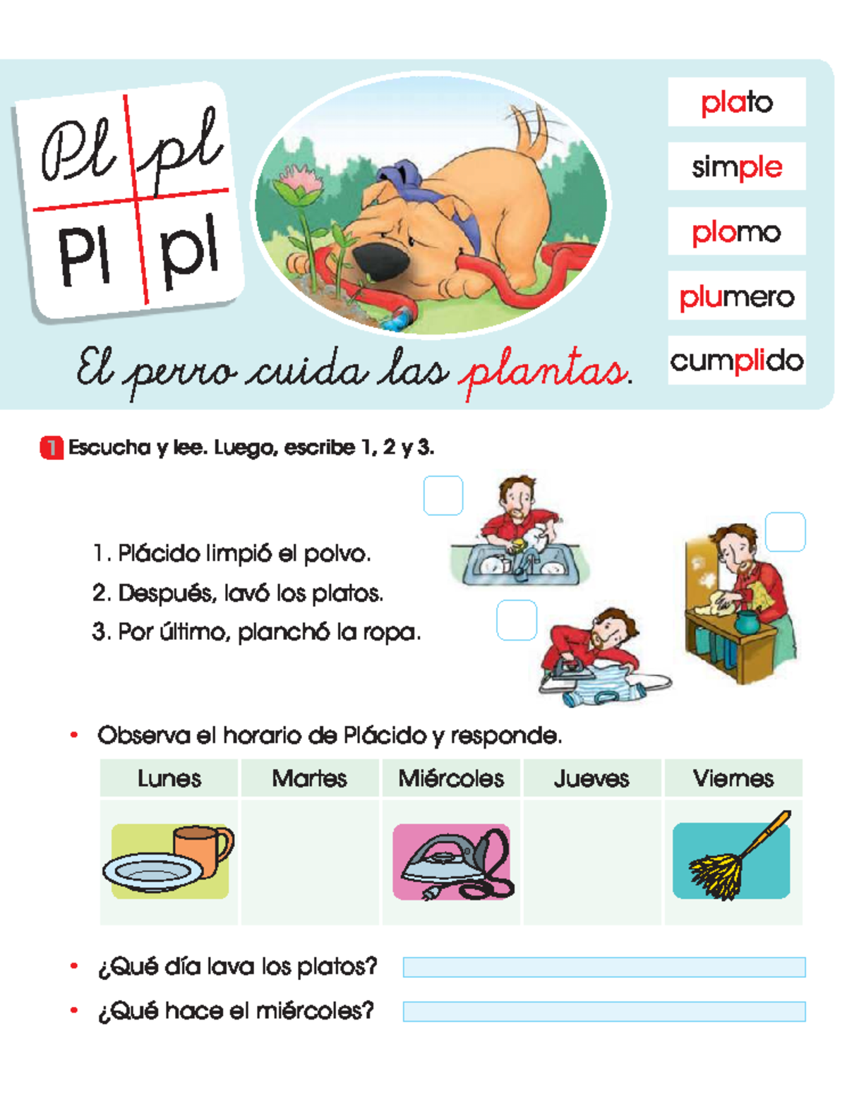 Sílaba Pl - Consonante Pl en Ejercicios y Dictado - Studocu