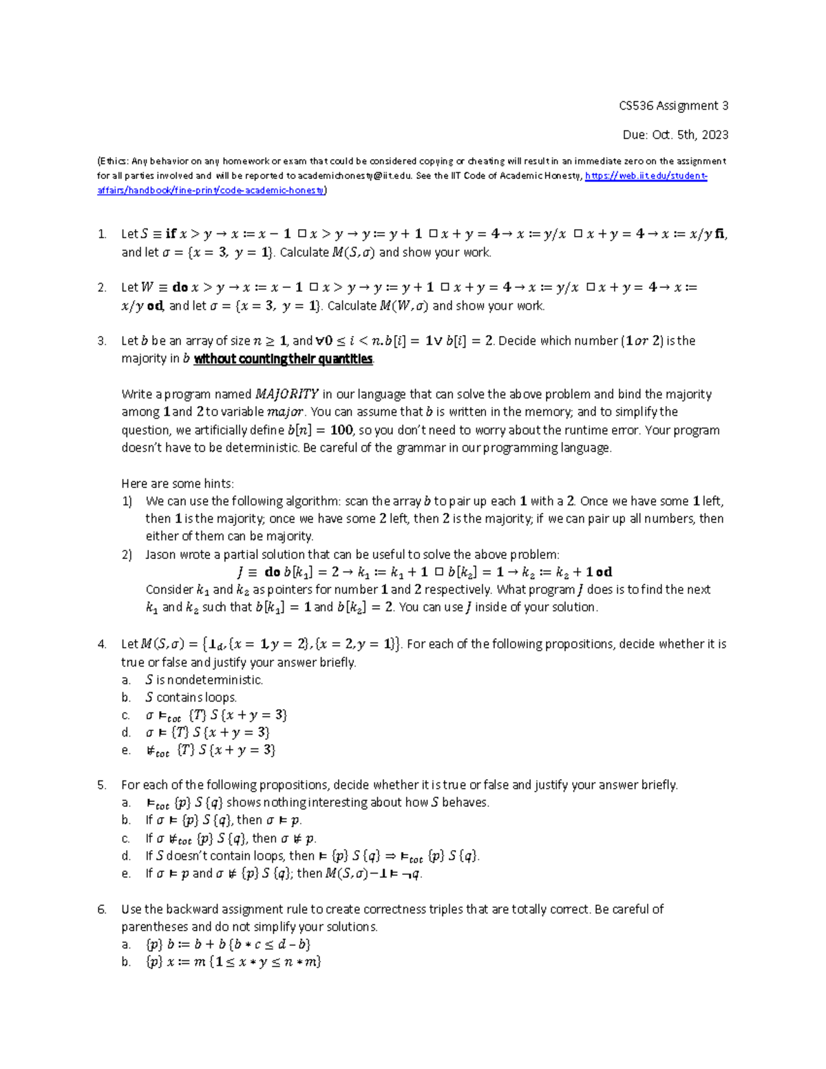 Assignment 3 - here is the assignmnet doc - CS536 Assignment 3 Due: Oct. 5th, 2023 (Ethics: Any ...