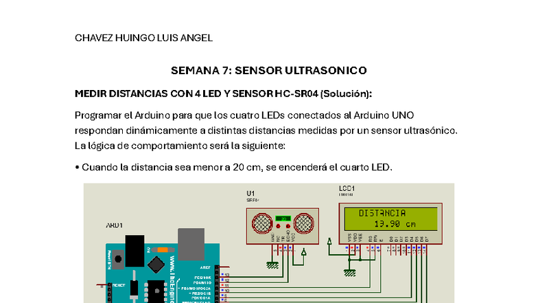 Arduino UNO: Semana 7 - Sensor Ultrasónico y LEDs - Studocu