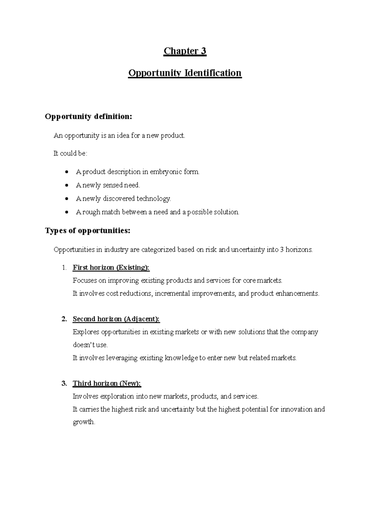 Chapter 3 Summary: Opportunity Identification in Product Design ...