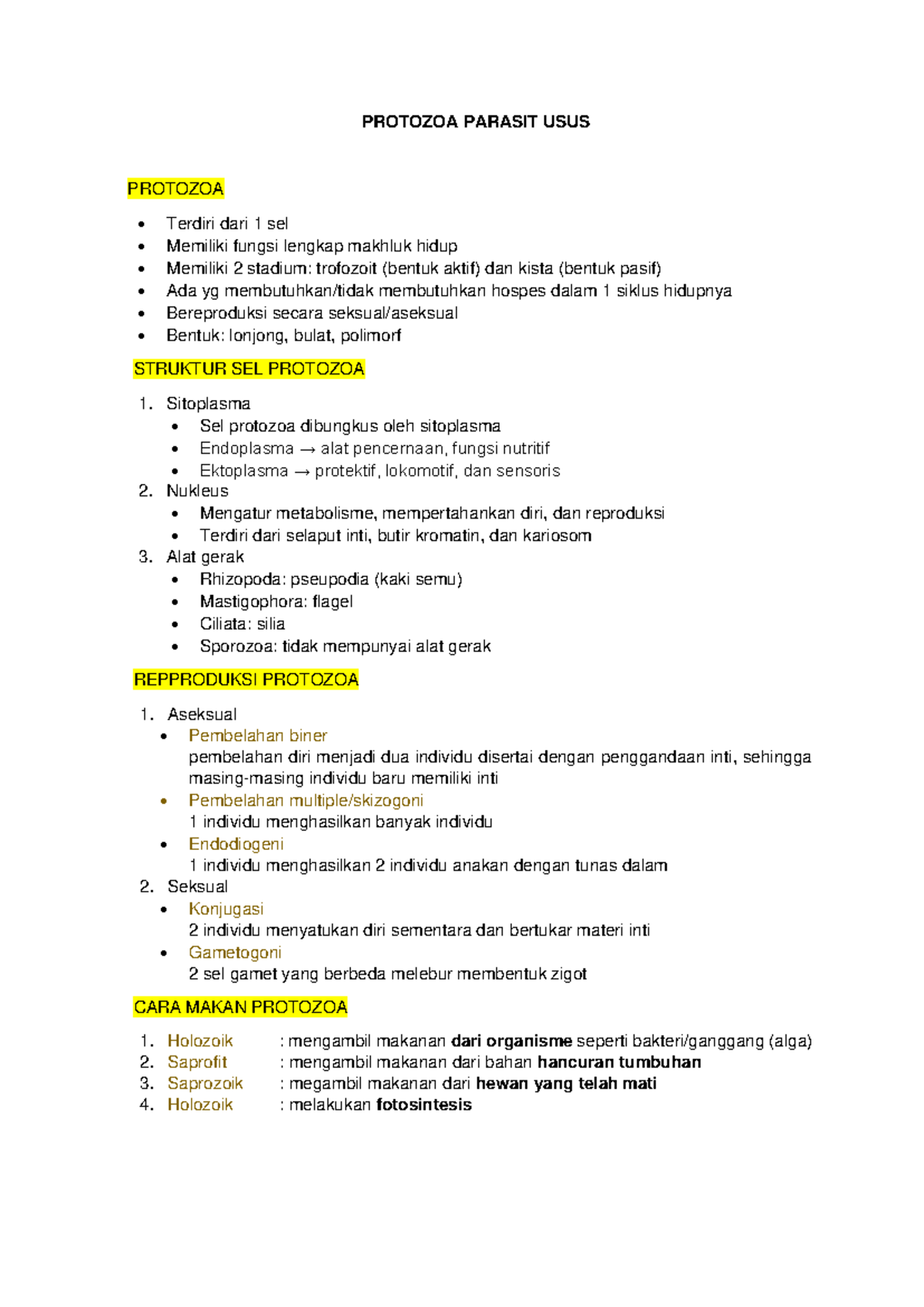 P9 Protozoa Parasit Usus-1-2 - PROTOZOA PARASIT USUS PROTOZOA Terdiri ...