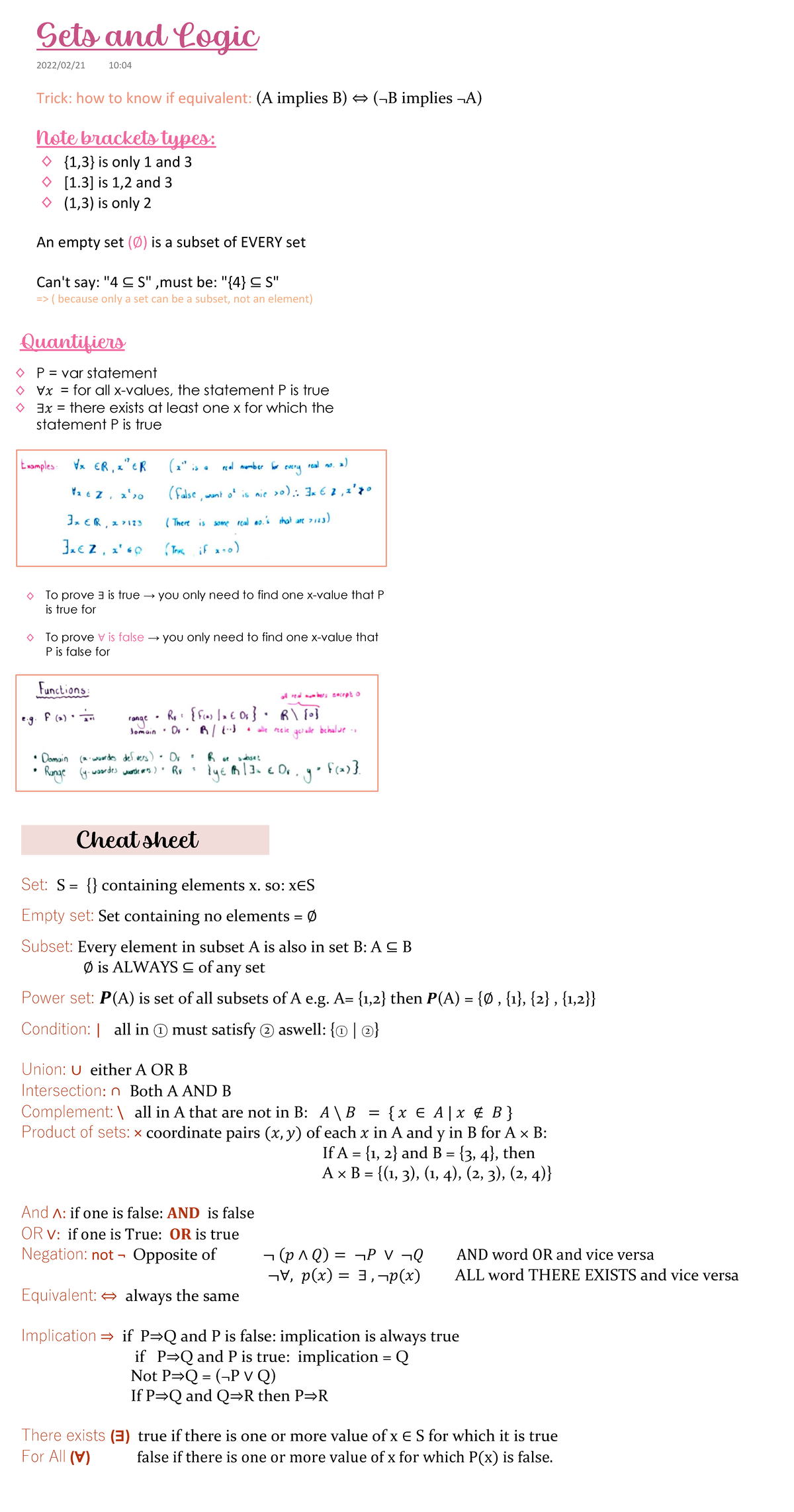 Sets and Logic W2: Understanding Equivalence and Quantifiers - Studocu