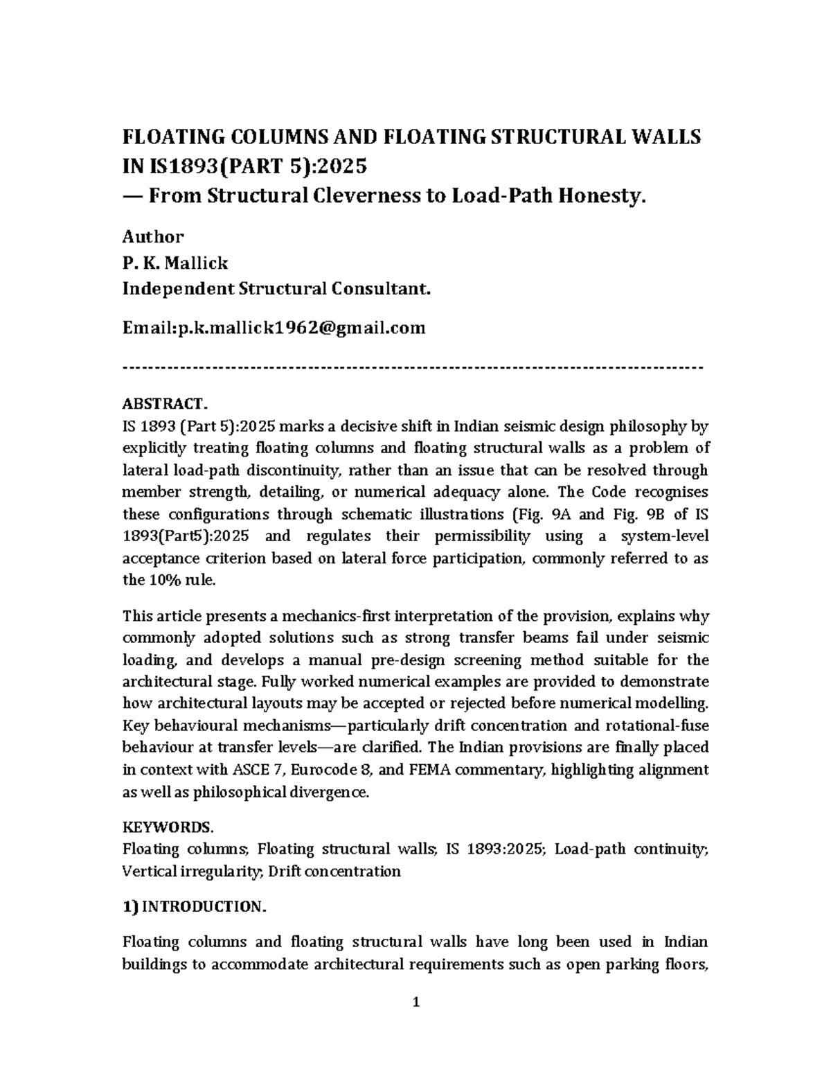 IS1893(Part5):2025 - Understanding Floating Columns & Walls in Seismic ...