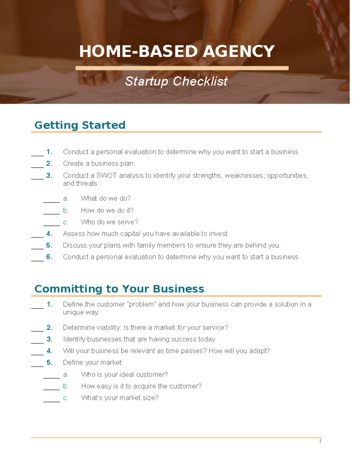 Home business startup checklist - HOME-BASED AGENCY Startup Checklist ...