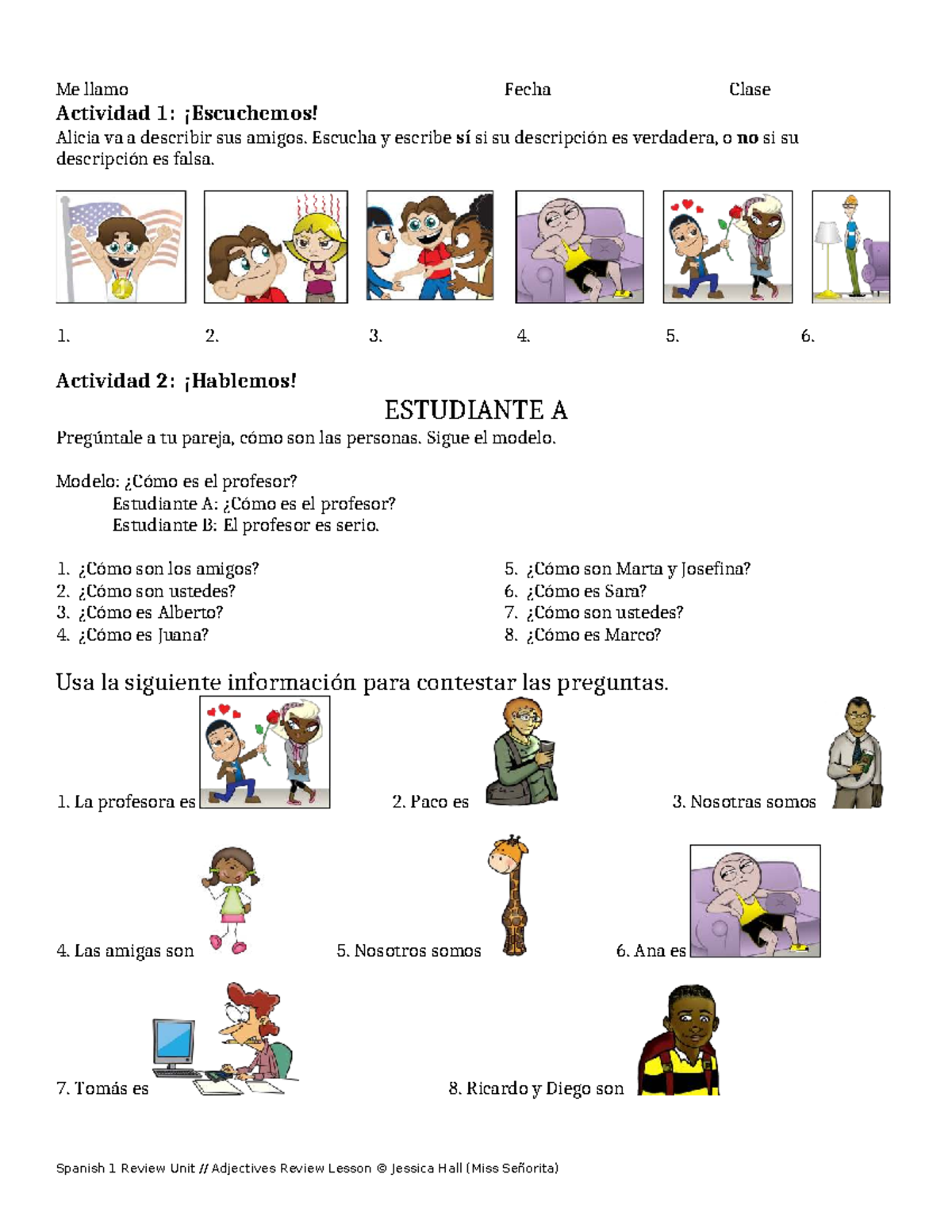 Spanish 1 Review: Adjectives Activities & Exercises - Studocu