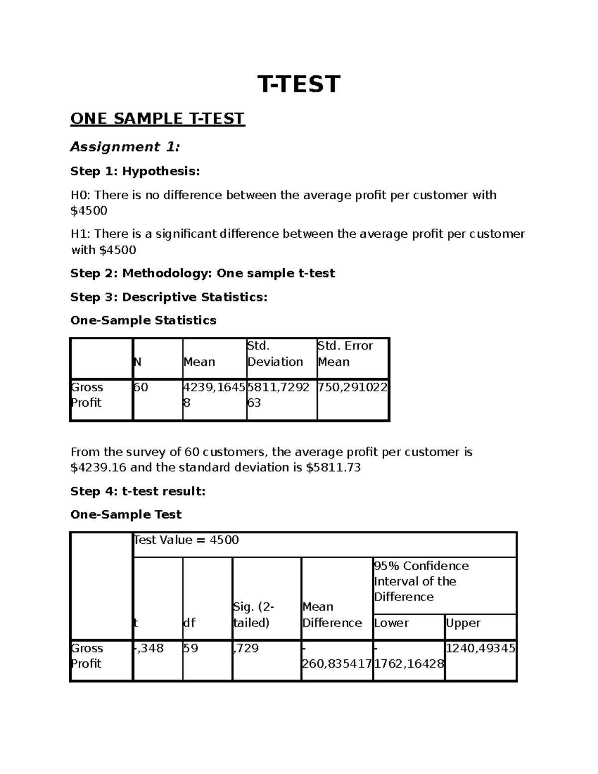T-test Analysis for Independent and Paired Samples in Statistics - Studocu