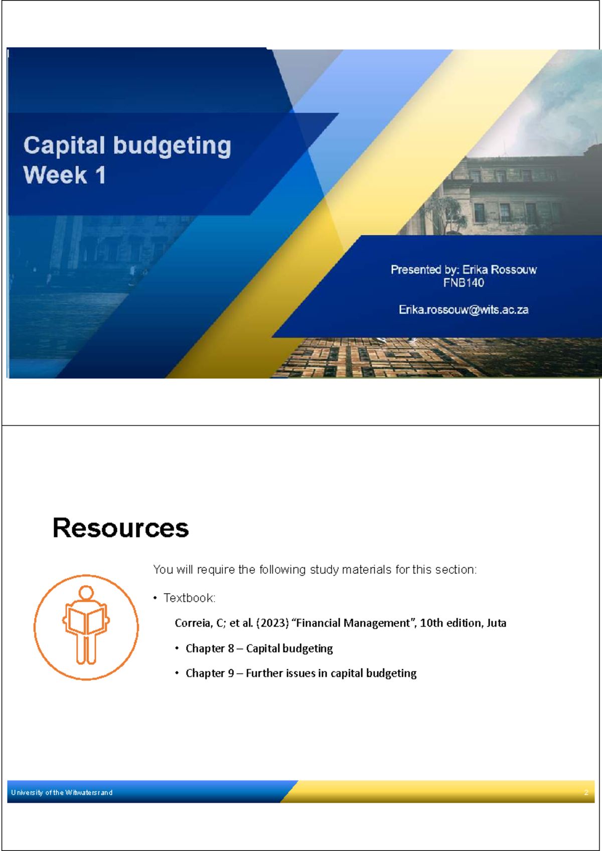 FNB140 Lecture: Capital Budgeting Techniques - Studocu