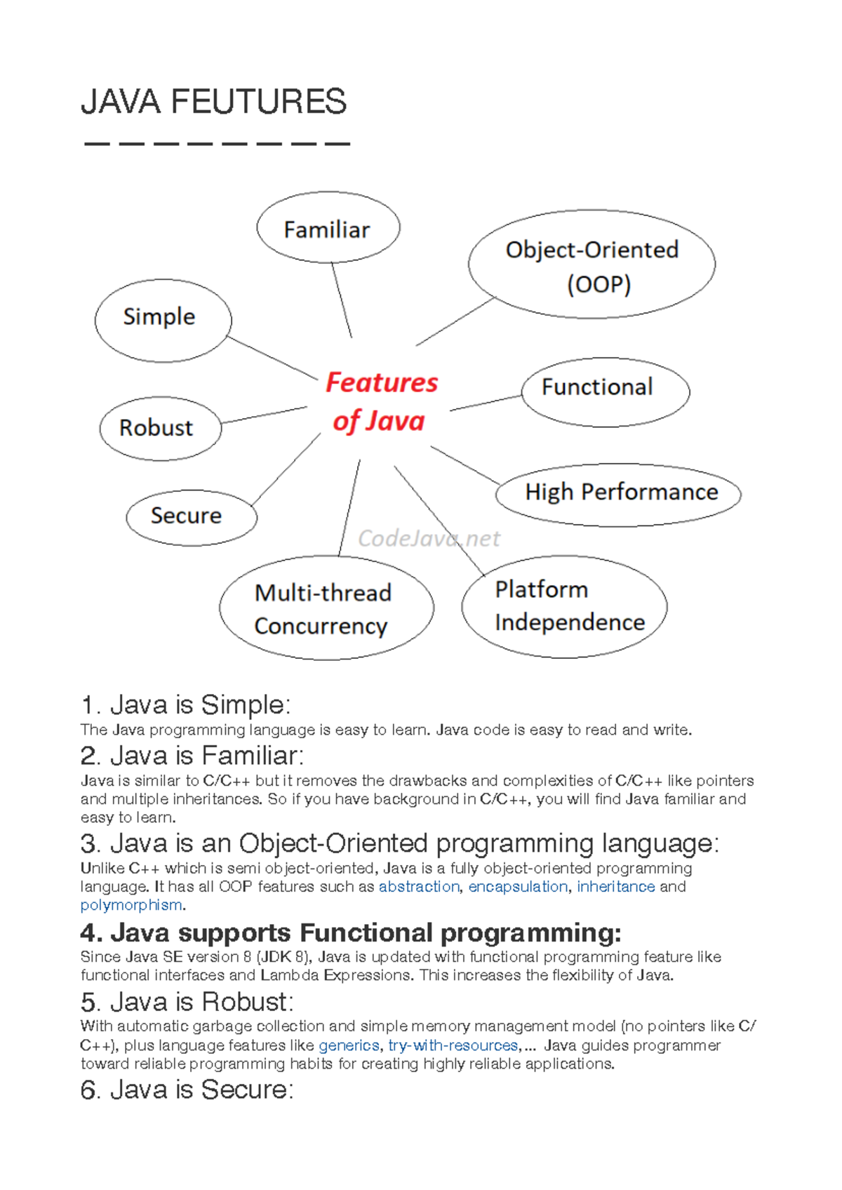 JAVA Features / java programming language - JAVA FEUTURES ———————— 1 ...