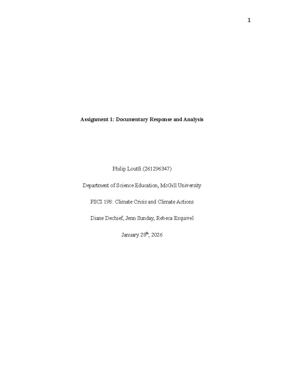 FSCI 198: Documentary Response on Climate Crisis and Plastic Pollution ...