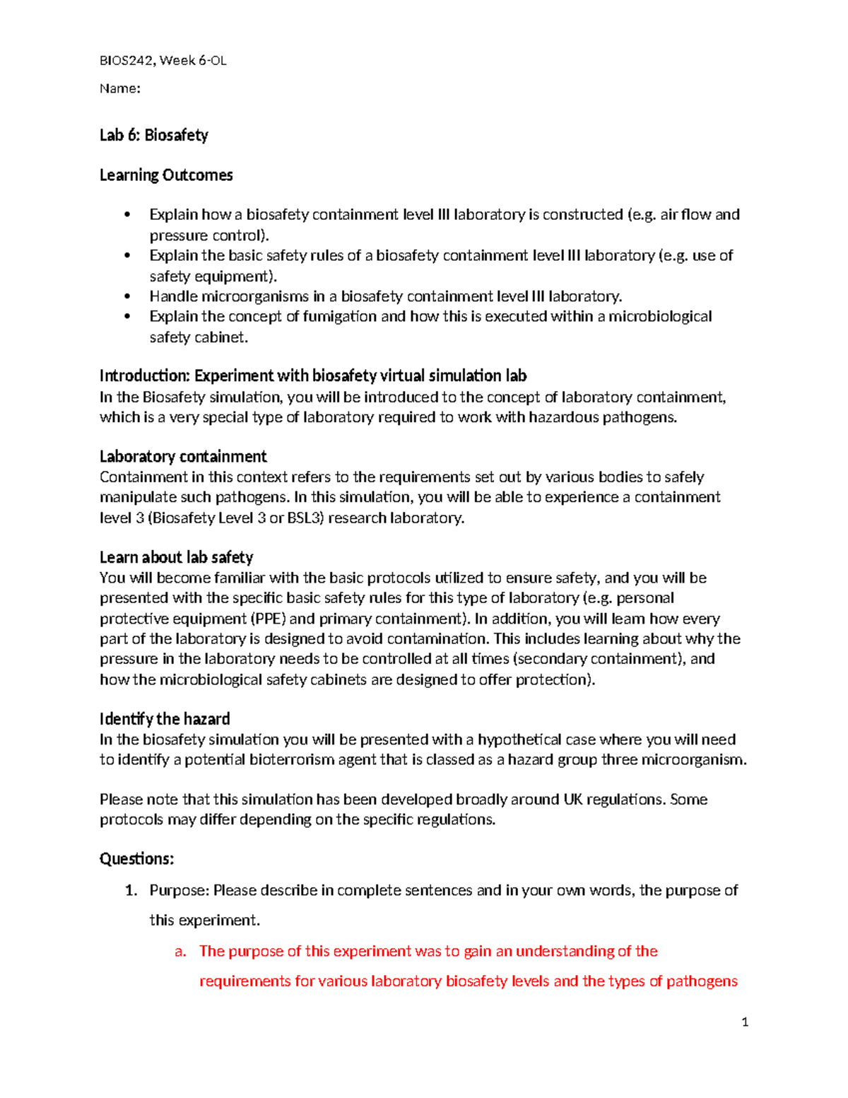 Biosafety Lab 6: Understanding BSL-3 Protocols and Practices - Studocu