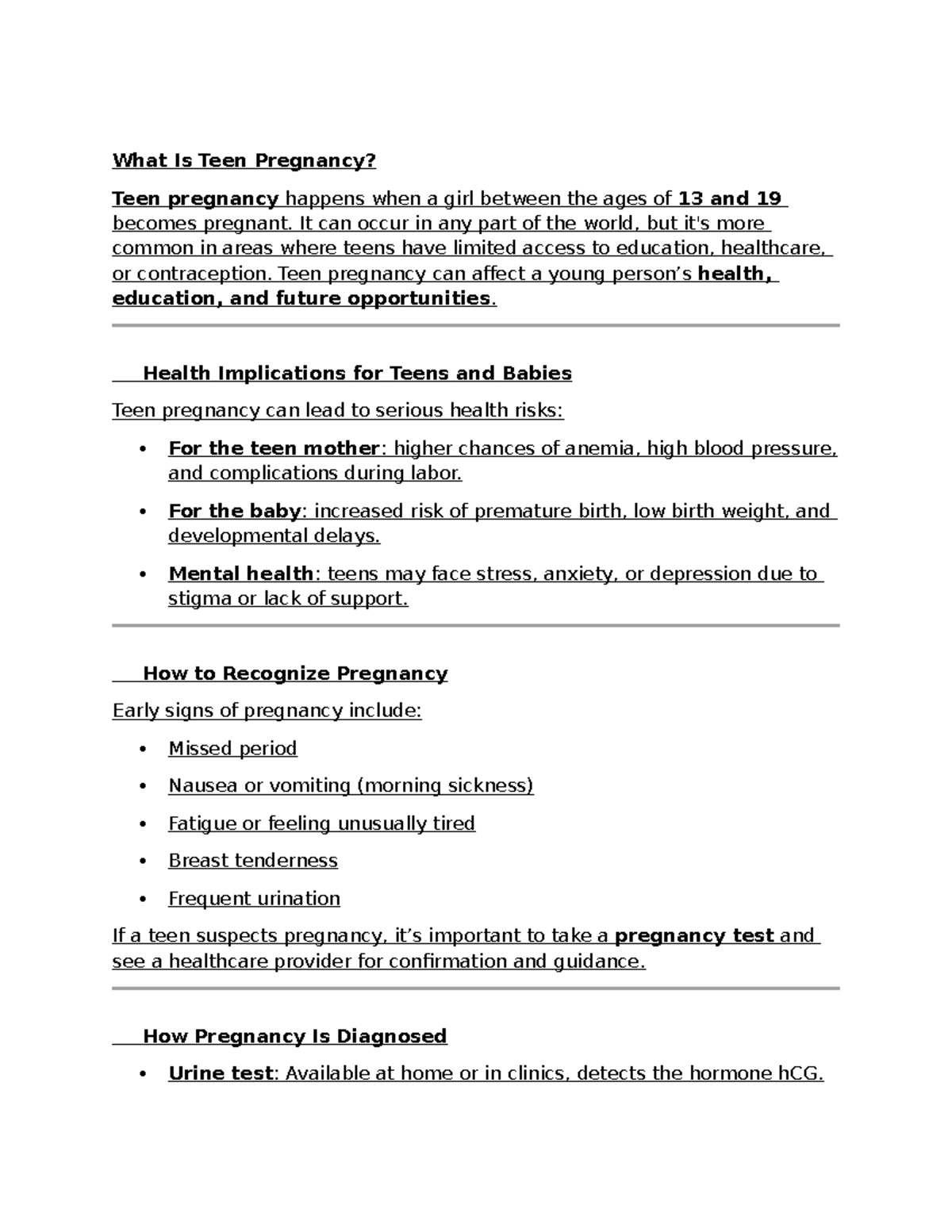 Teen Pregnancy: Understanding Risks, Options, and Prevention - Studocu
