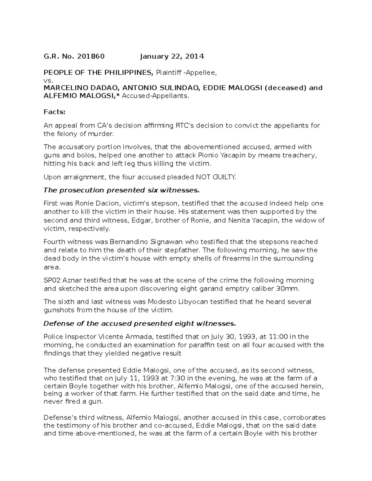 Case Digest - People vs Dungo - G. No. 209464 July 1, 2015 DANDY L ...