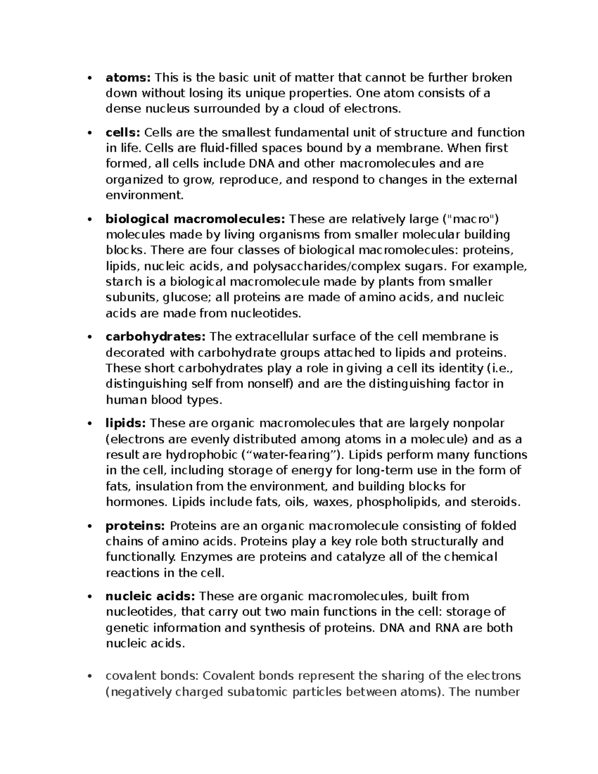 Biology Vocabulary Overview: Key Terms and Concepts - Studocu