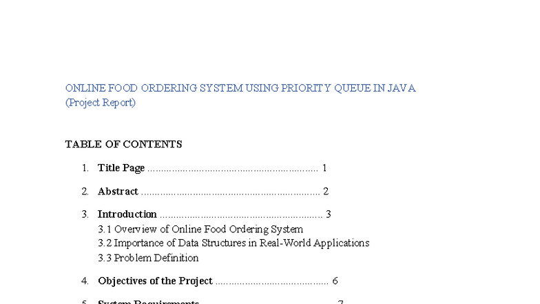 DSA Final REport - DSA - ONLINE FOOD ORDERING SYSTEM USING PRIORITY ...
