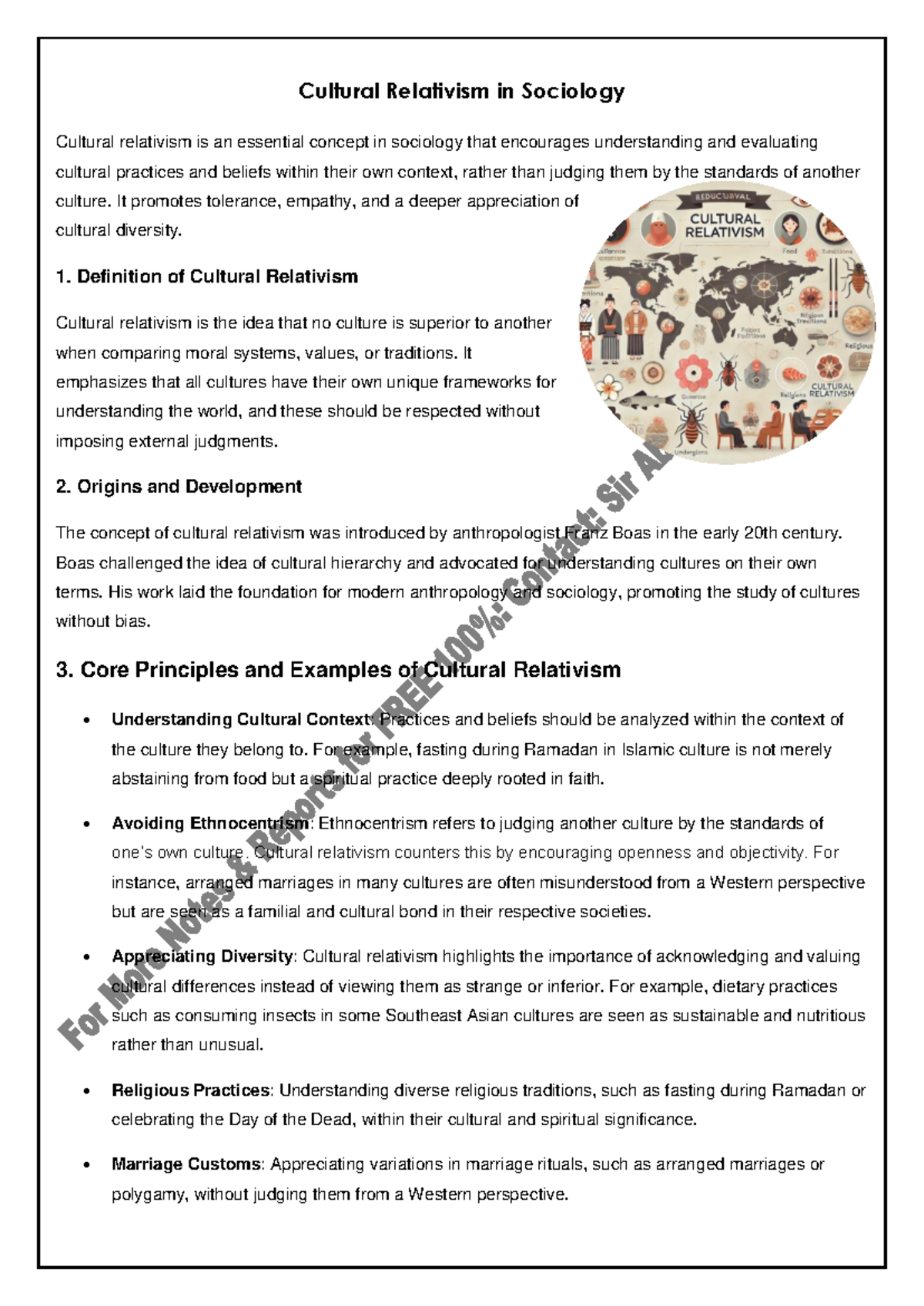 SOCI 101: Understanding Cultural Relativism in Sociology Concepts - Studocu