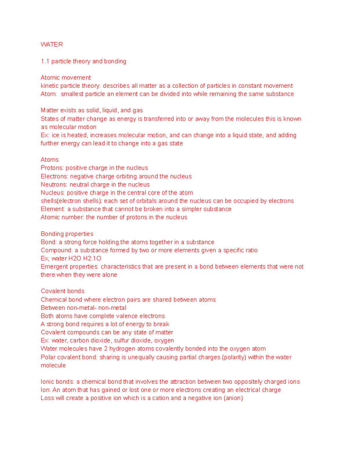 AICE Marine Science Exam Study Guide: Water Properties & Cycles - Studocu