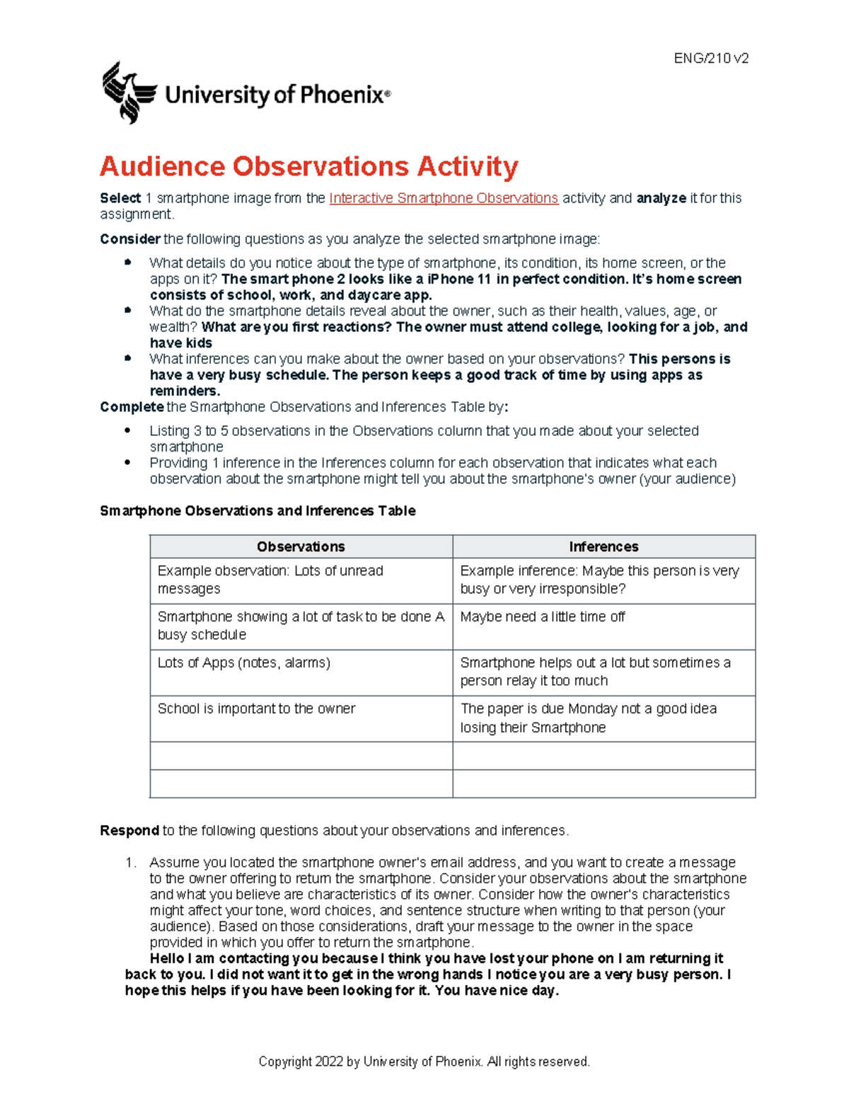 ENG210 v2 Week 1 Audience Observations Activity Analysis - Studocu