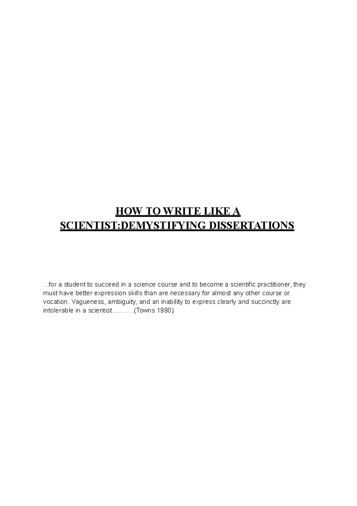 Guide to Scientific Writing - HOW TO WRITE LIKE A SCIENTIST ...