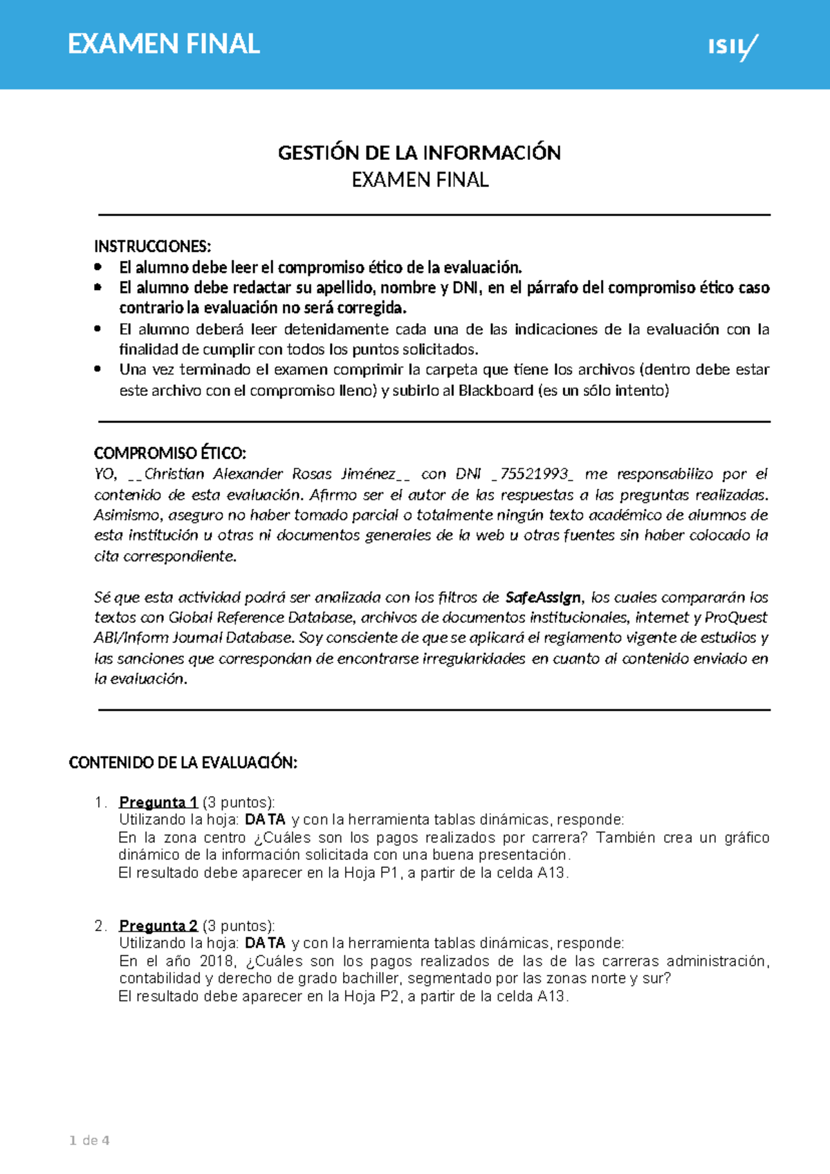 Examen Final - GINFO: Gestión de la Información - Rosas Jiménez - Studocu