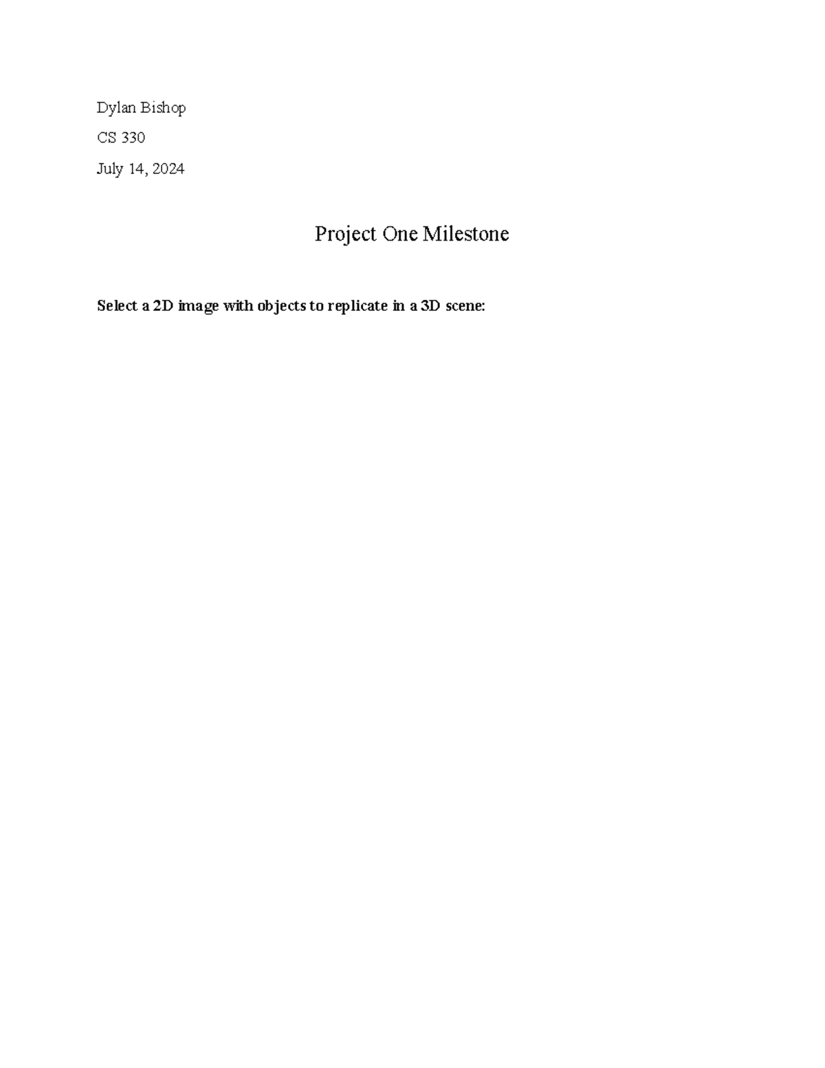 CS 330 Project One Milestone: 3D Scene Replication Overview - Studocu
