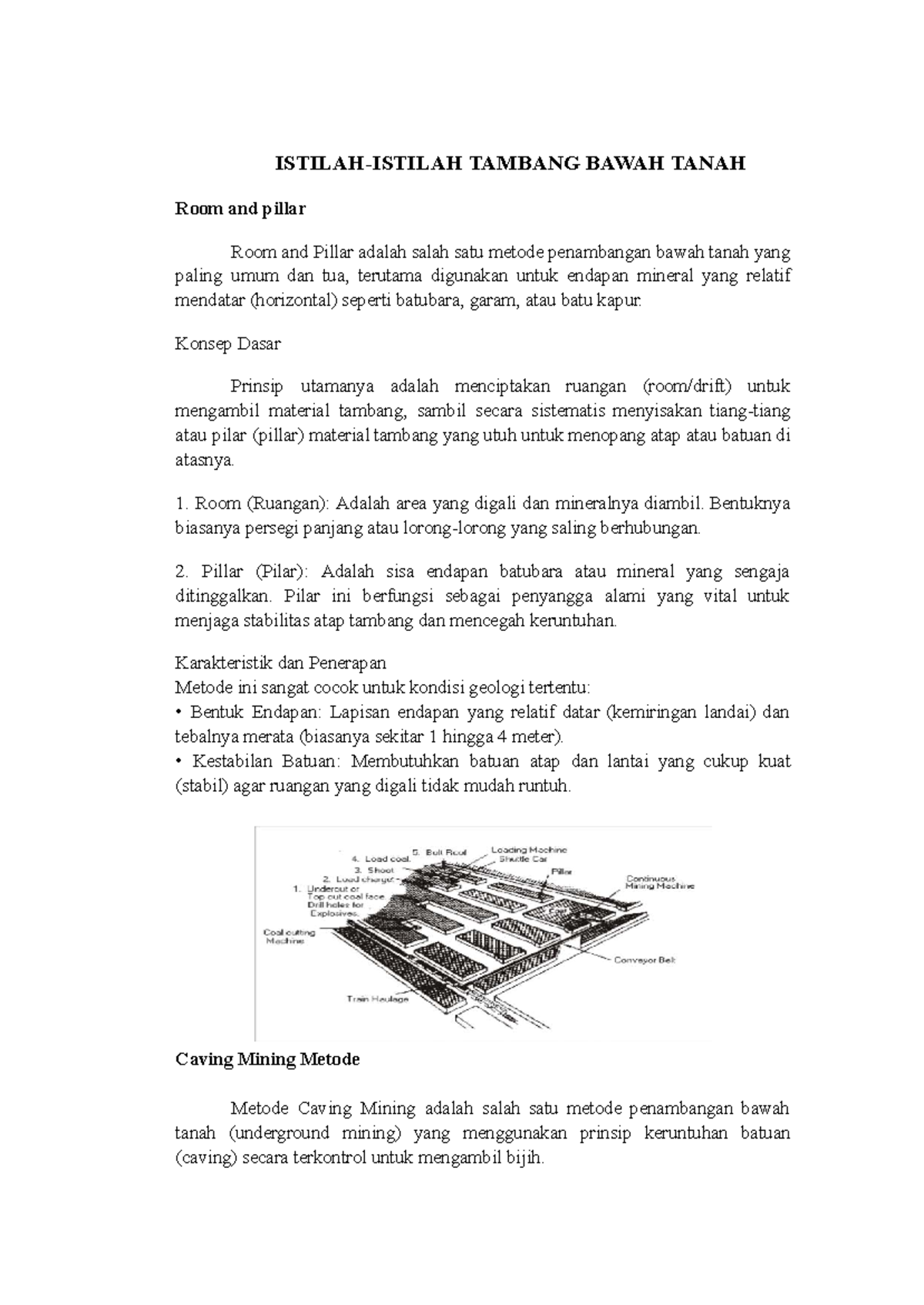 TAMBANG BAWAH TANAH: Metode Room and Pillar, Caving, dan Sublevel ...