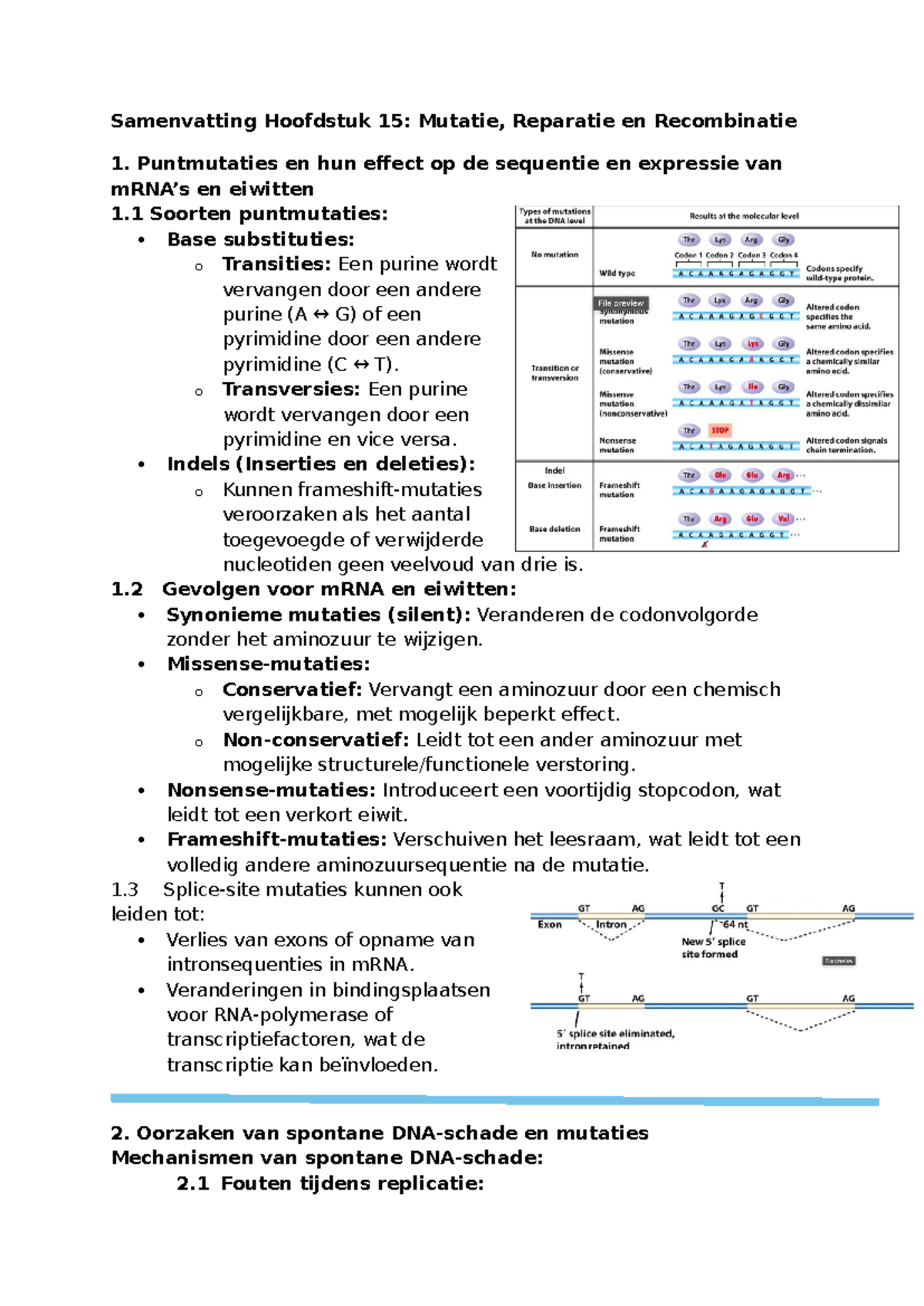Samenvatting Hoofdstuk 15: Mutaties en Genexpressie in Genetica ...