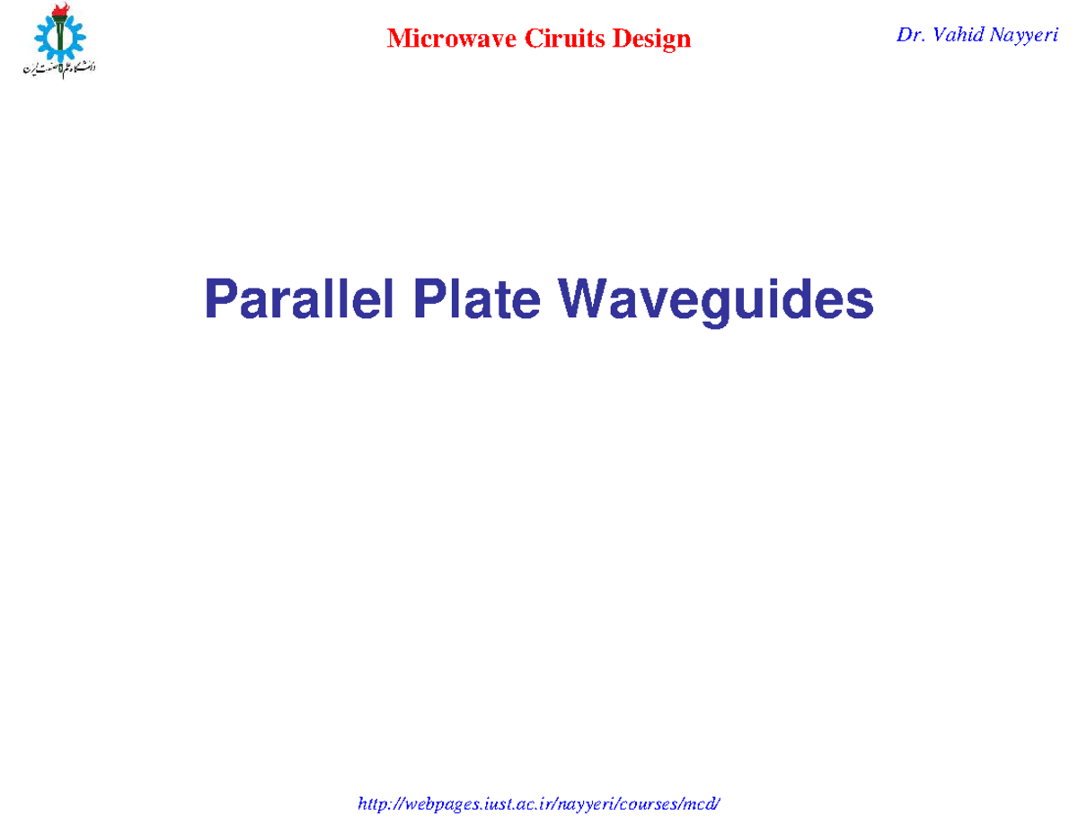 Microwave Circuits Design: Parallel & Rectangular Waveguides (Lecture ...