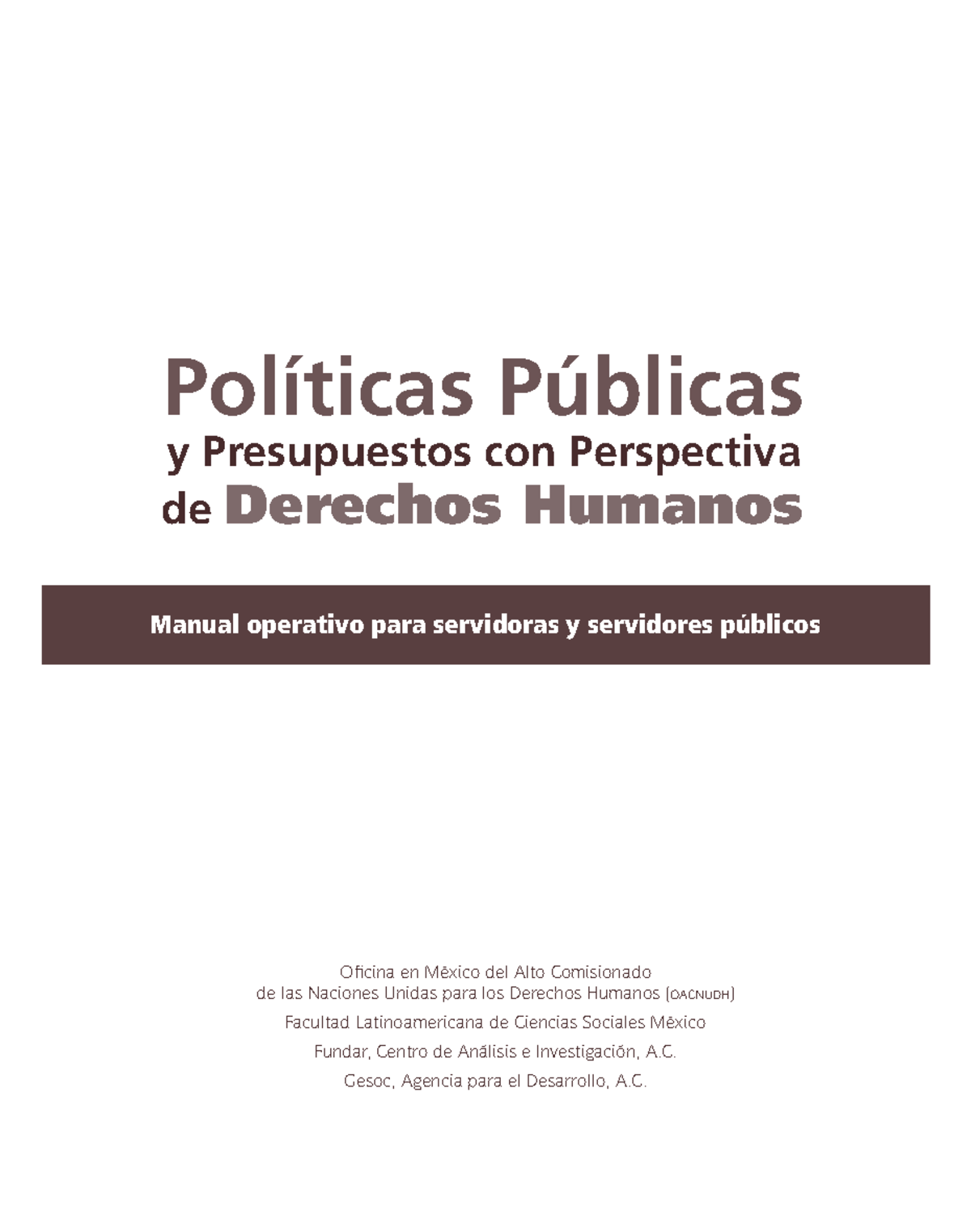 Manual Operativo sobre Políticas Públicas y Presupuestos con ...