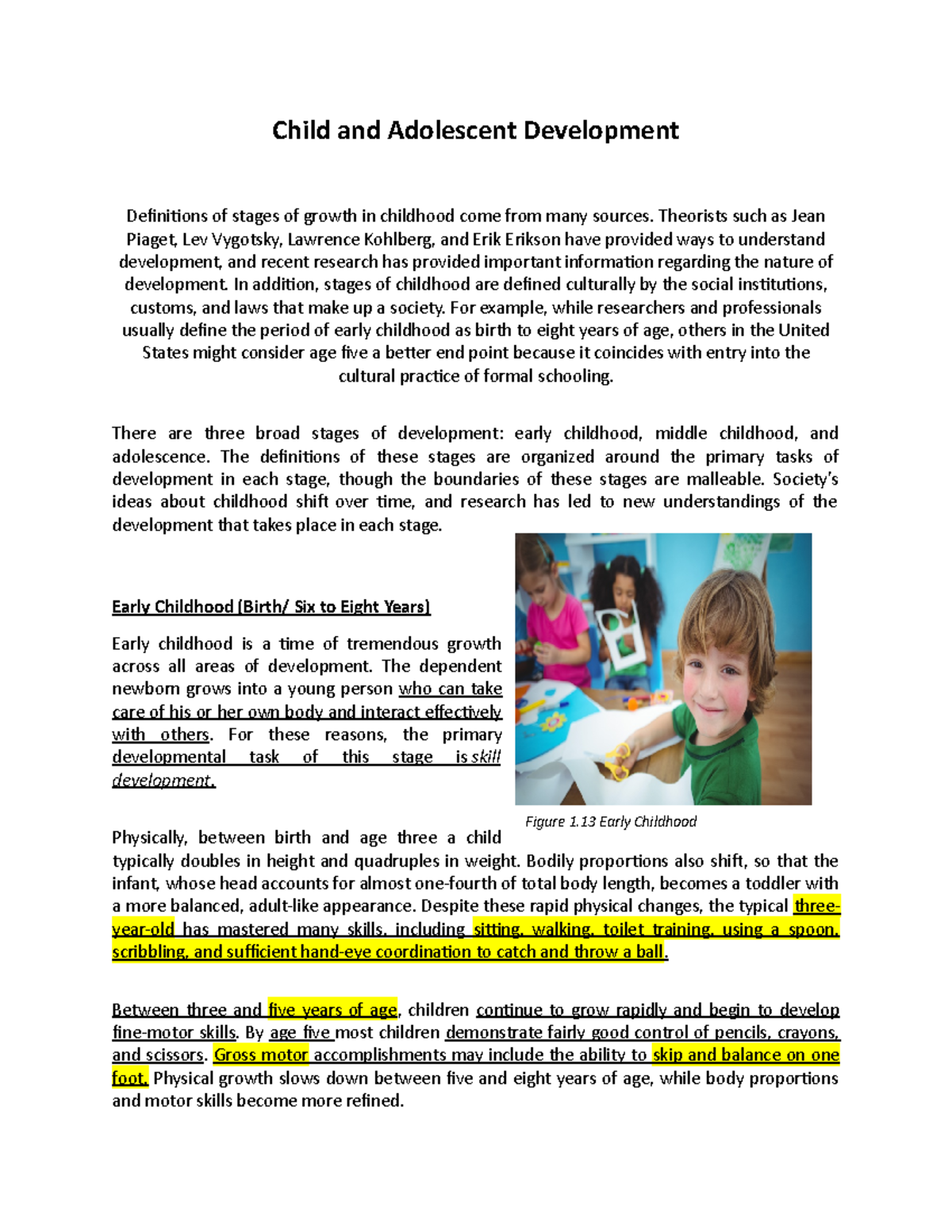 UNIT 2- Lesson 2 - Lecture notes for Child and Adolescent Development ...