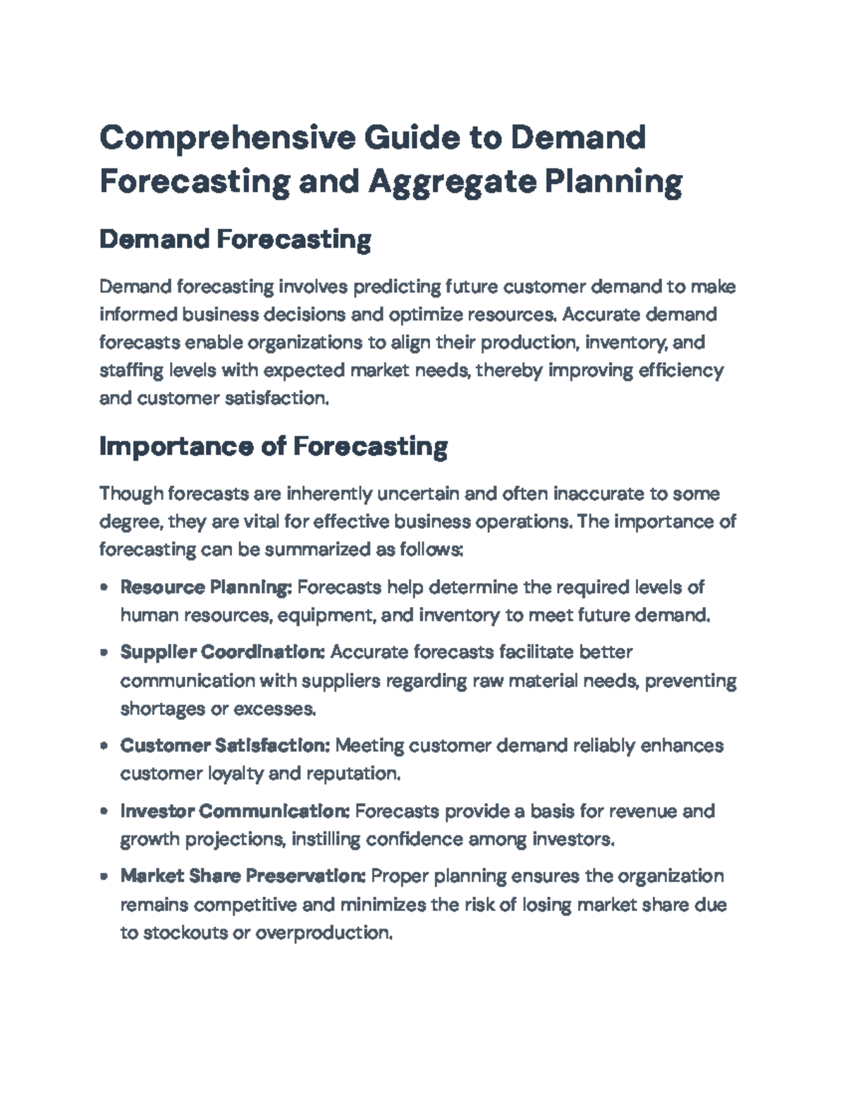 Demand Forecasting & Aggregate Planning Overview: A Comprehensive Guide ...