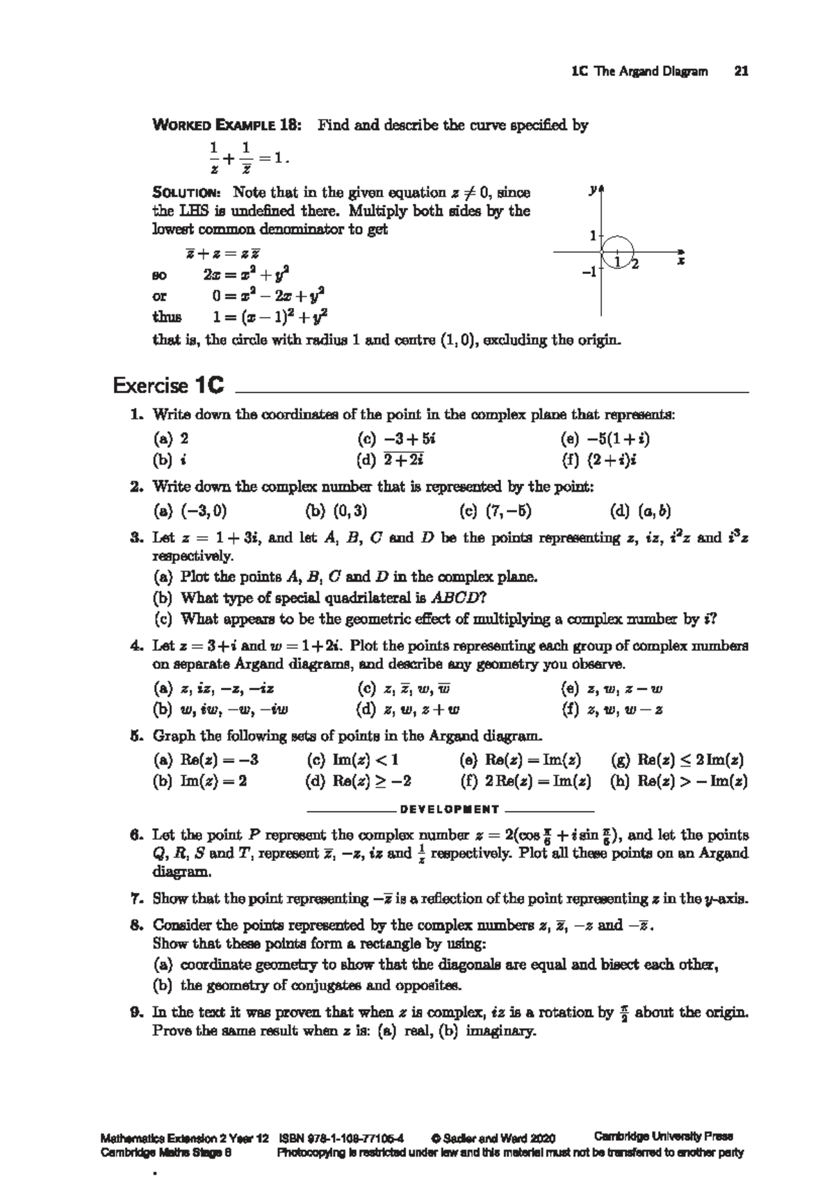 Complex Numbers Questions 1C: Argand Diagram Worked Examples and ...
