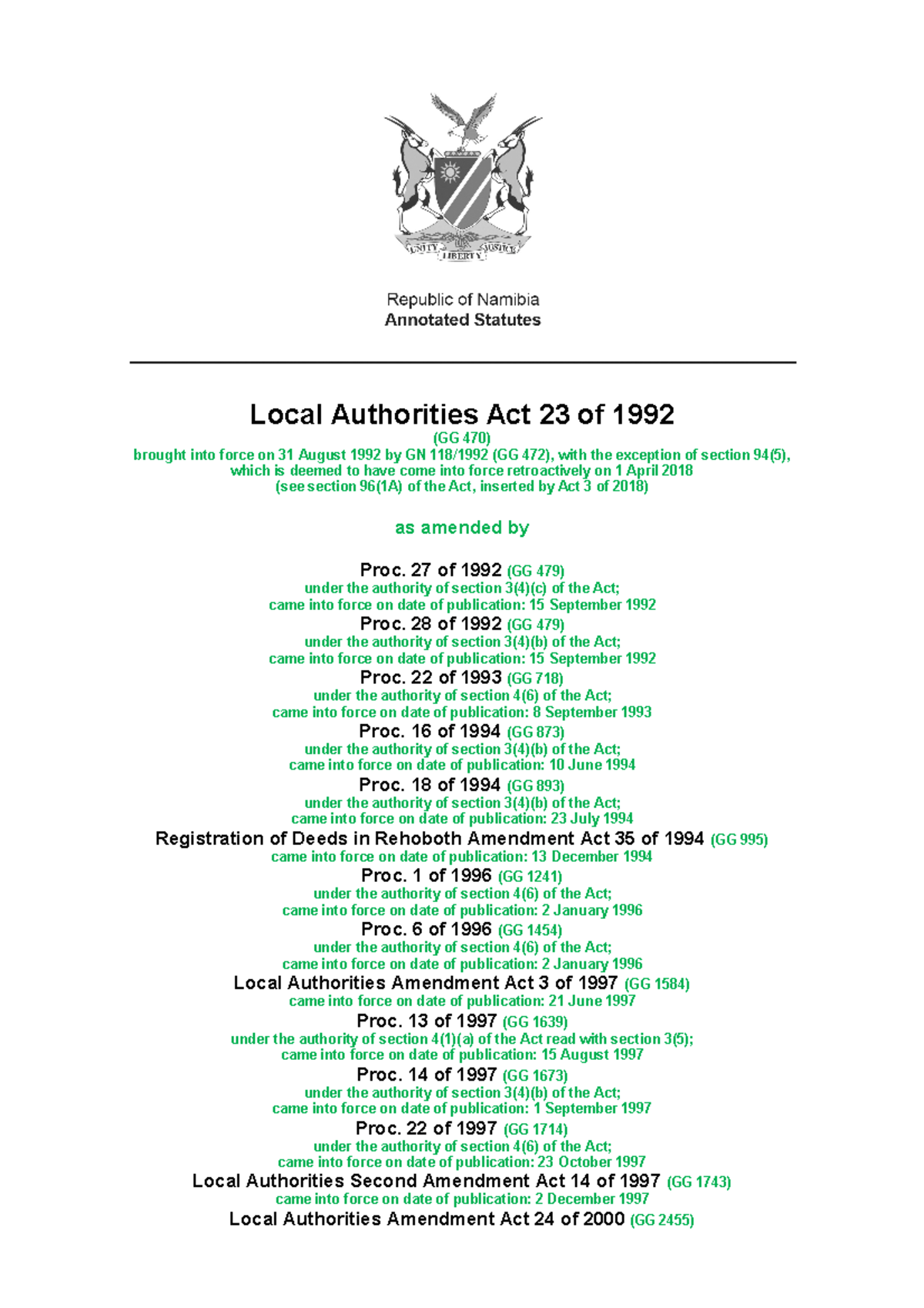 Local Authorities Act 23 of 1992: Comprehensive Overview and Amendments ...