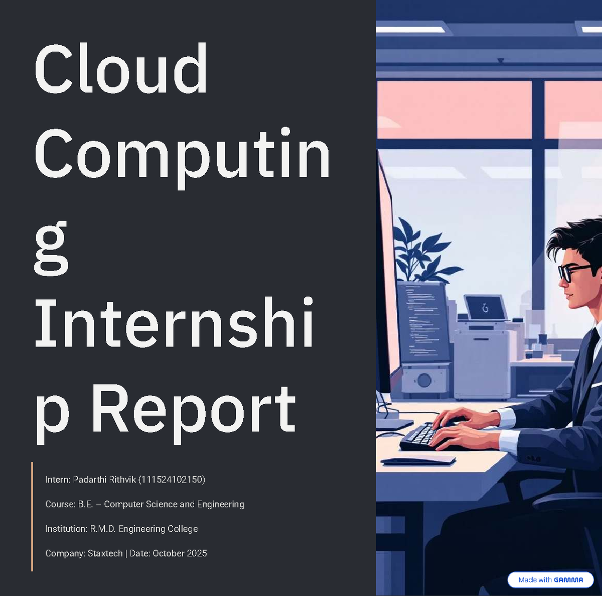 Cloud Computing Internship Report - B.E. 3 CSE at Staxtech - Studocu
