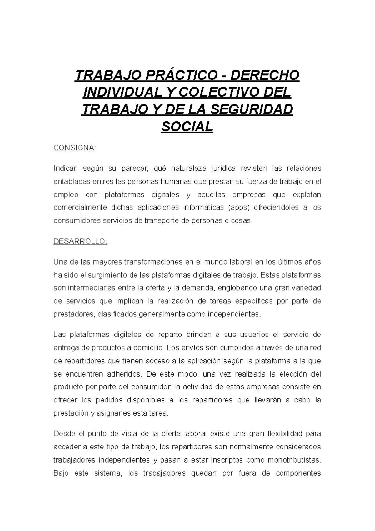 Trabajo PRÁ Ctico colectivo de trabajo - TRABAJO PRÁCTICO - DERECHO ...