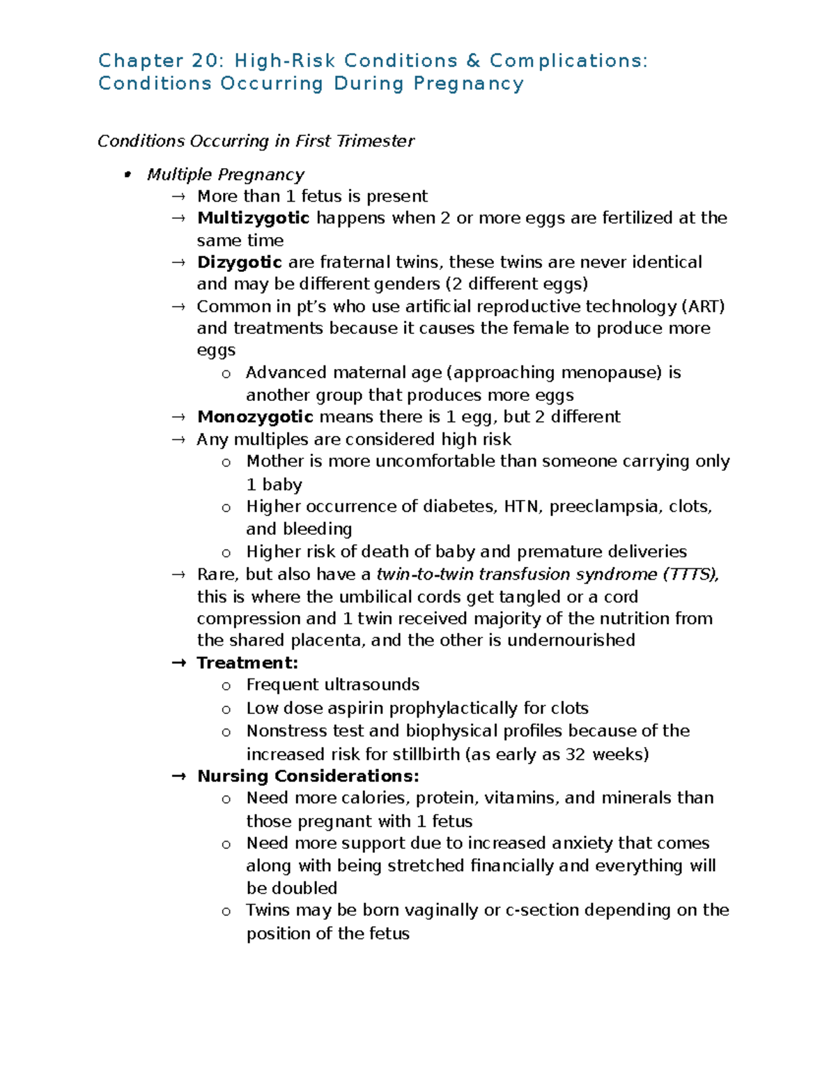 Chapter 20: High-Risk Complications During Pregnancy and Delivery - Studocu
