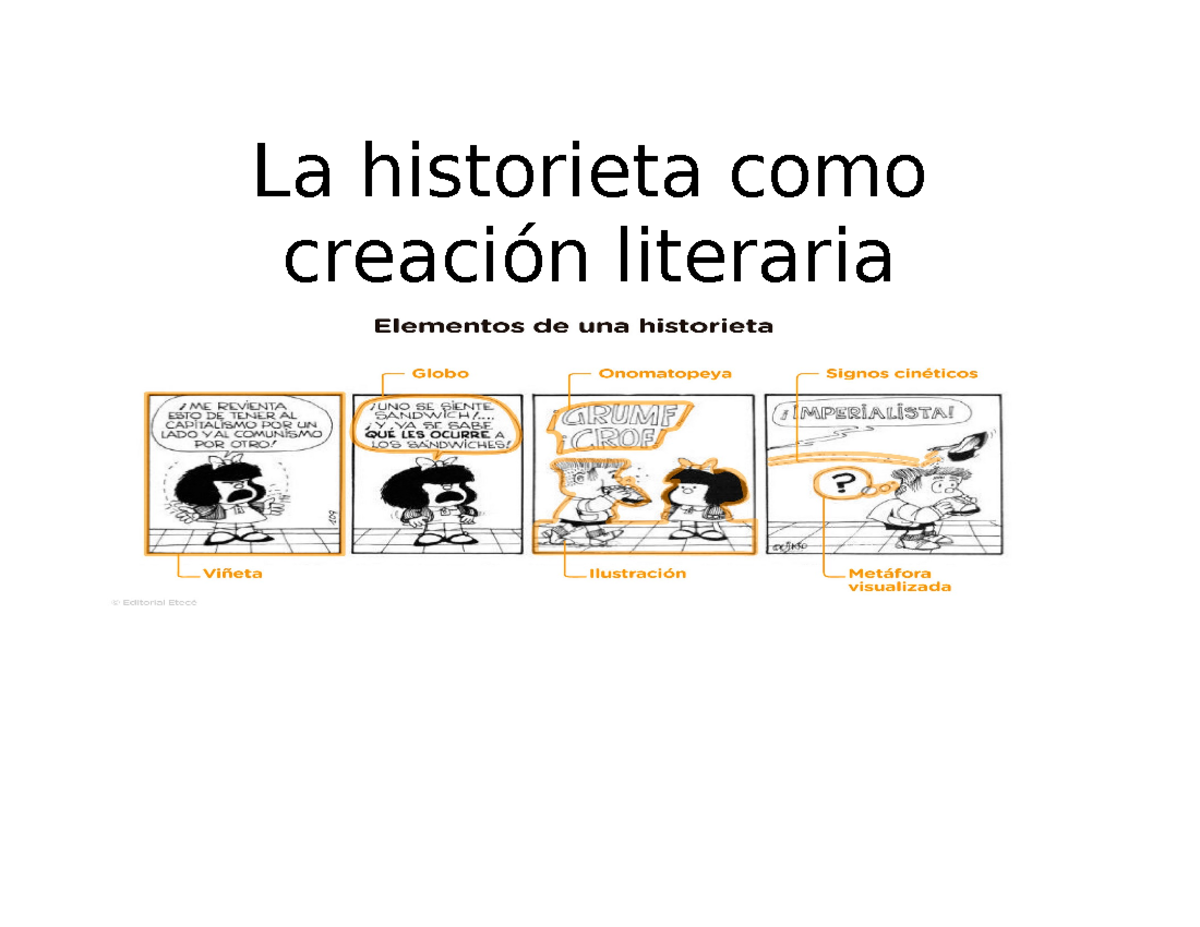 La historieta como creación literaria - Proyecto Integrador (Semana 4) - Studocu