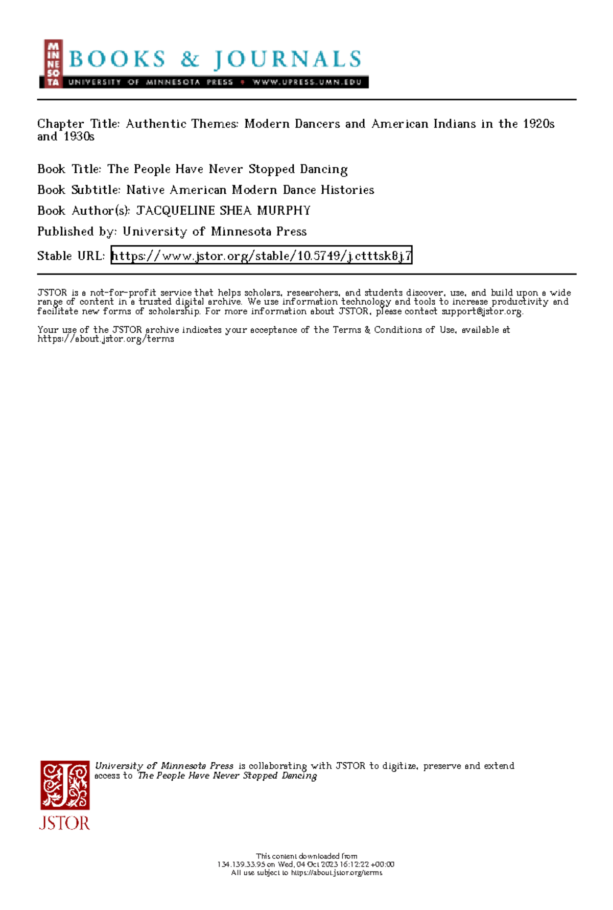 Authentic Themes: Modern Dance & Native American Influence (1920s-30s ...